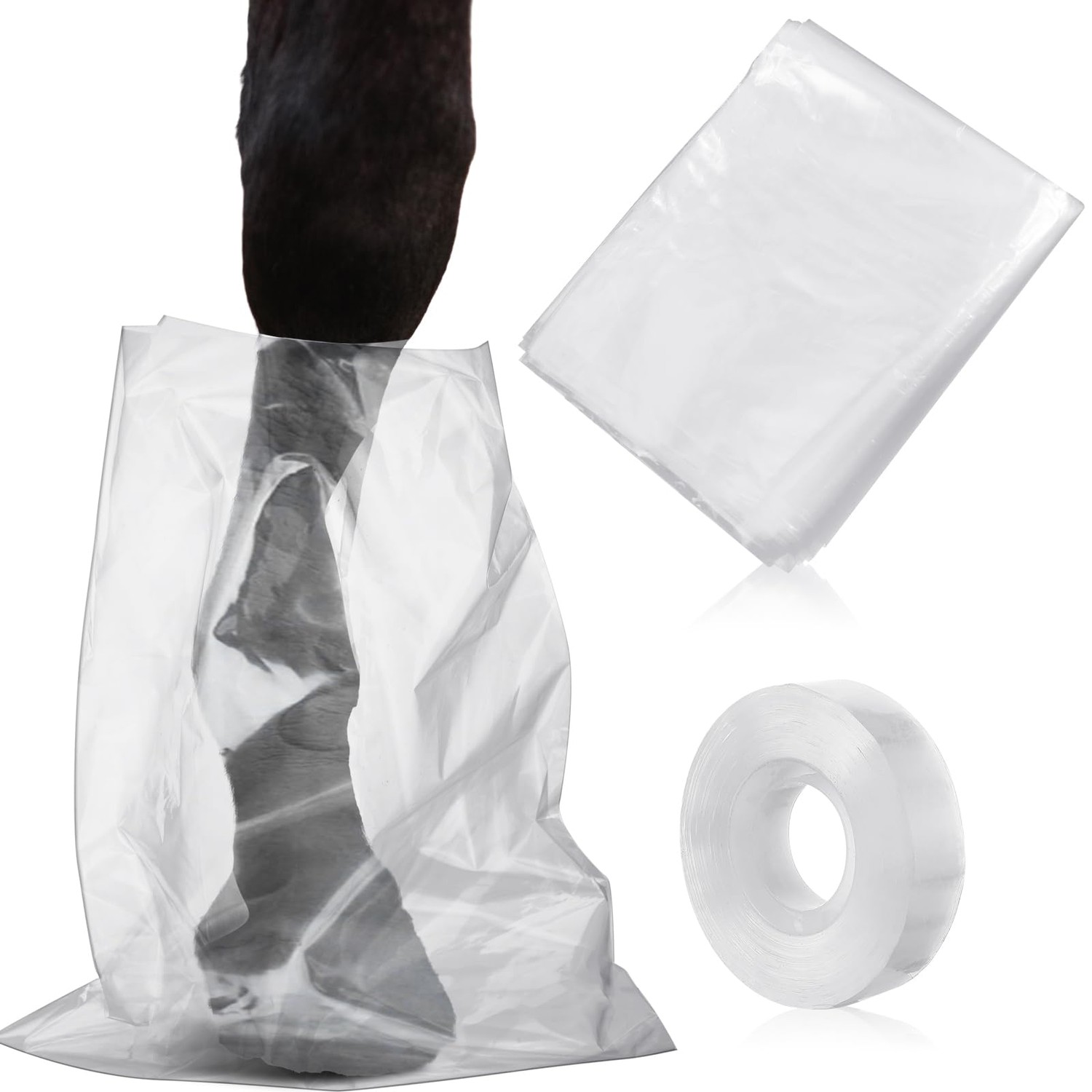 Huhumy 20 Pcs Disposable Soak Boot Hoof with 1 Roll of Adhesive Tape ...