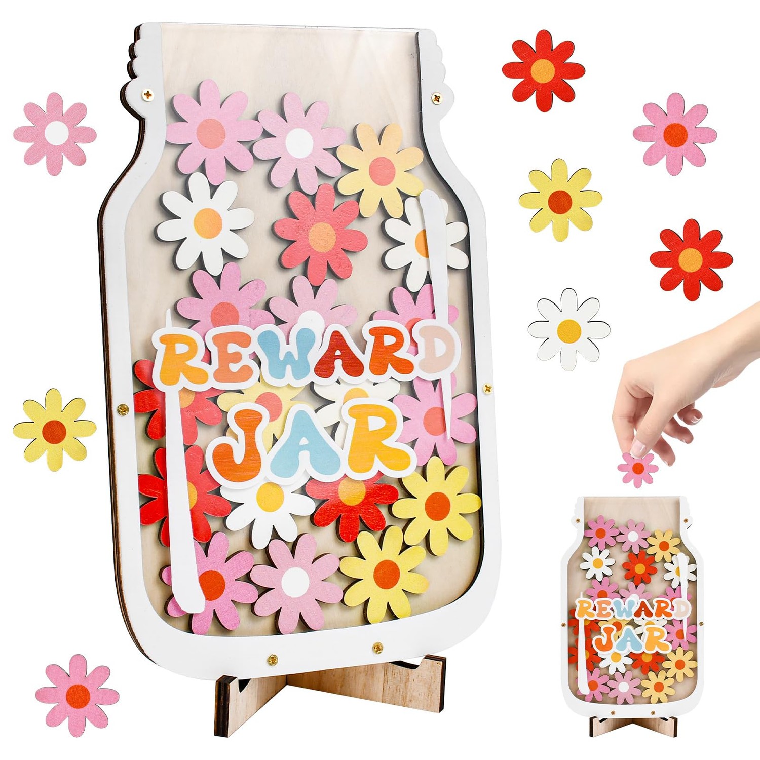 HEKOBAG Reward Jar, Classroom Reward Jar with Daisy Flower, Reward ...