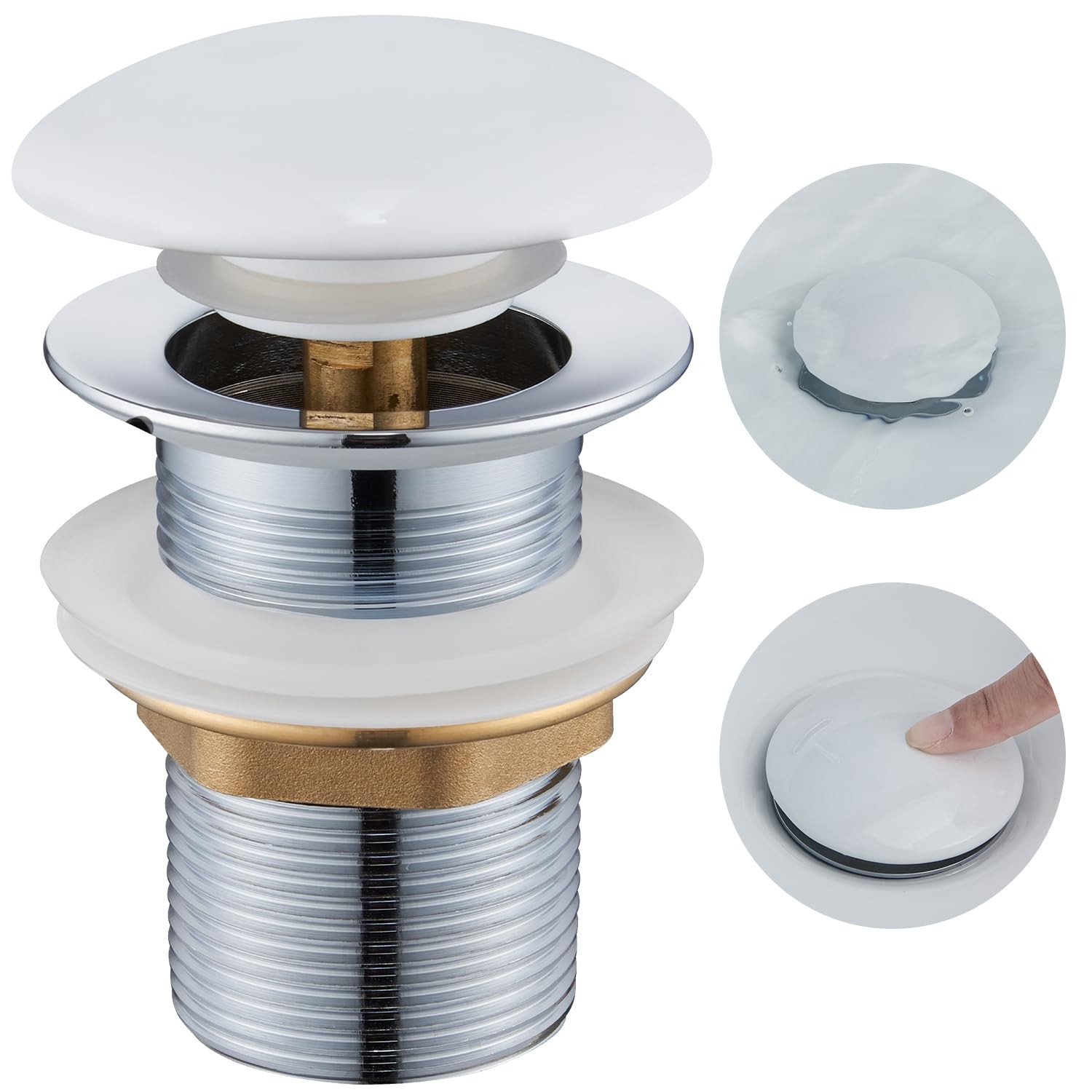 Ulytid Ceramic Pop Up Valve Drain Fitting for Washbasin, Universal 1 1/ ...