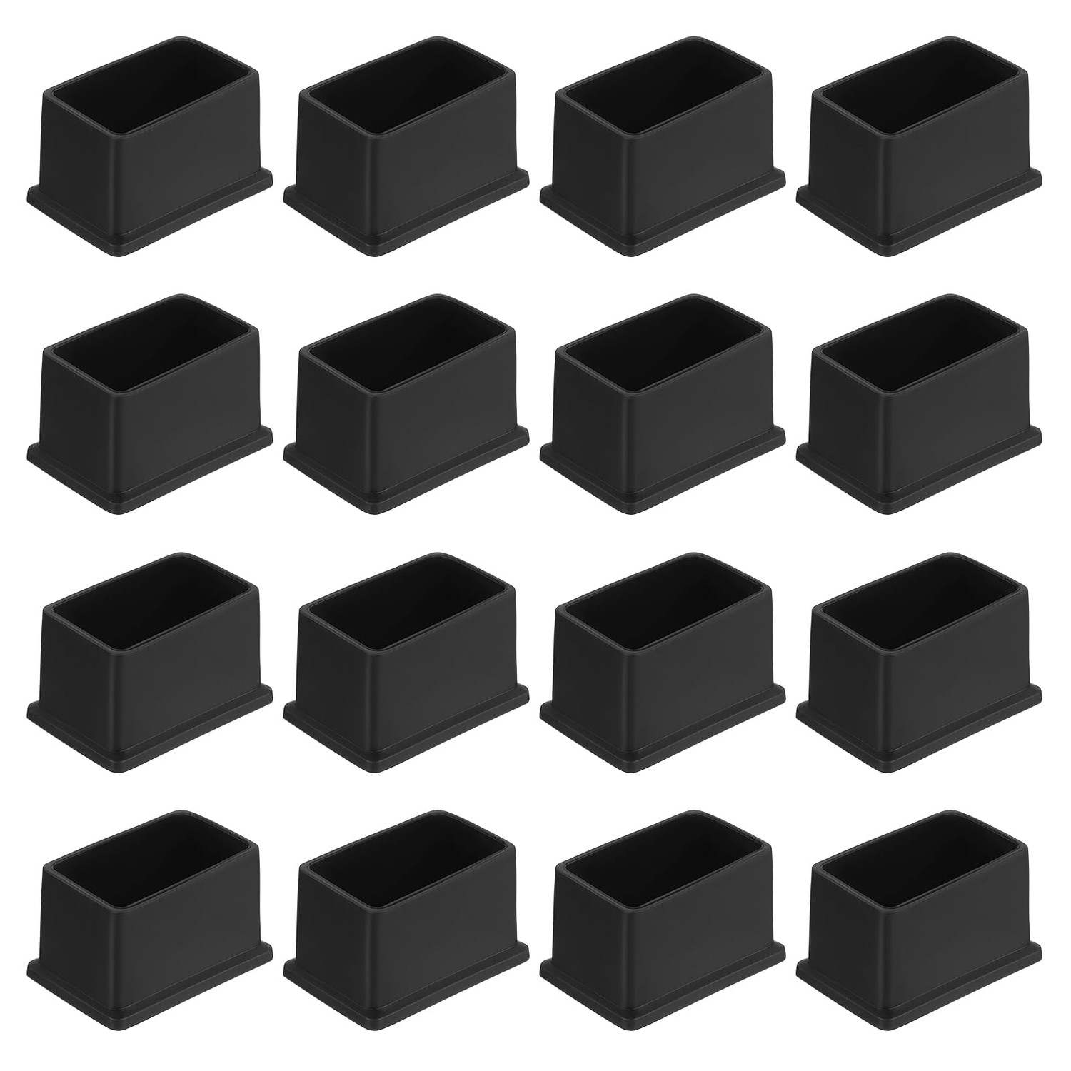 QUARKZMAN Pack of 16 PVC Square Chair Leg Caps, 50 mm x 30 mm OD Black ...