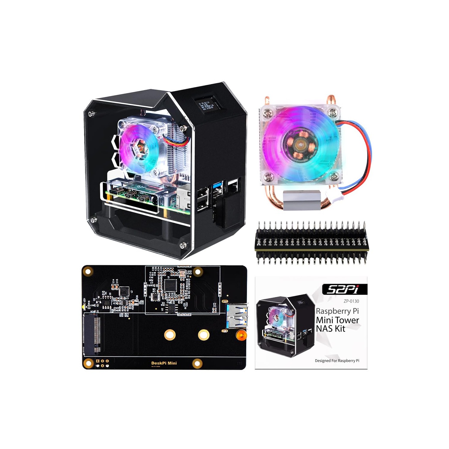 GeeekPi Raspberry Pi Mini Tower NAS Kit, Raspberry Pi Ice Tower Cooler ...