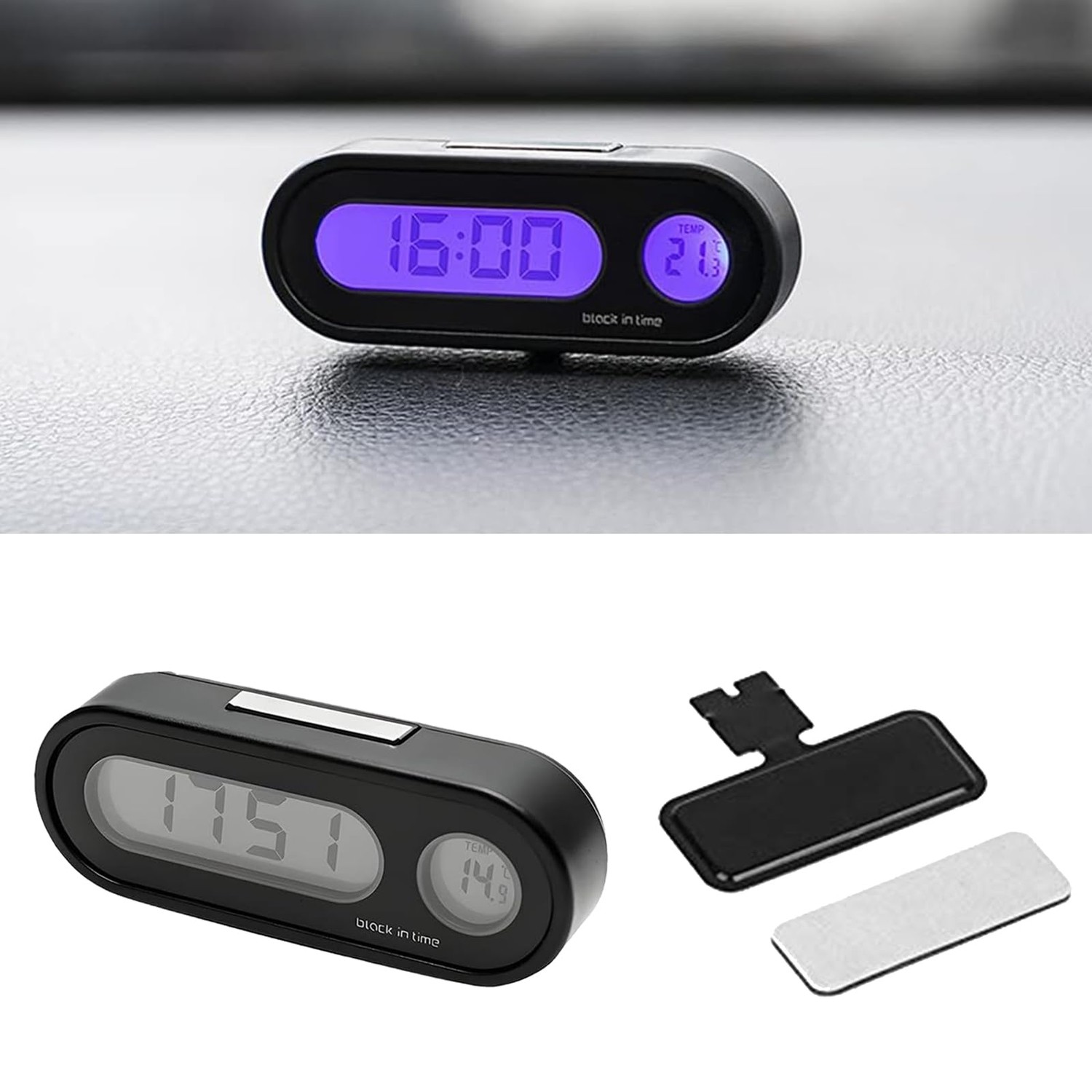 2 in 1 Digital Car Clock with Thermometer and Backlight, Car Clock ...