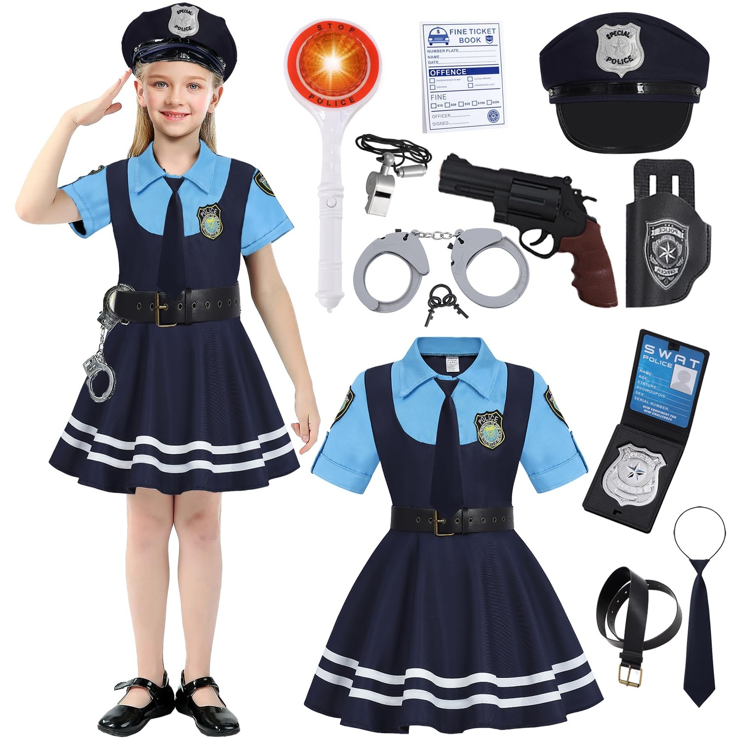 Girls Police Officer Costume Kids Cop Costume Toddler Halloween ...