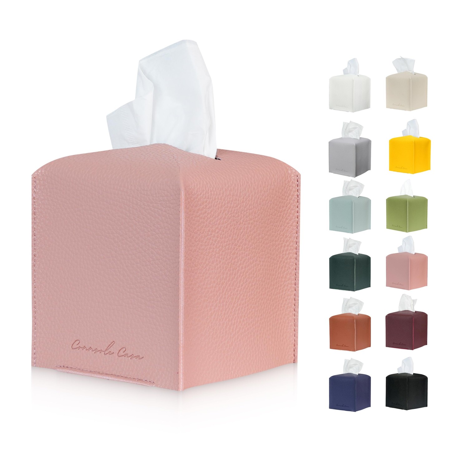 Connsole Casa Premium PU Leather Tissue Box Holder - Elegant Hotel ...