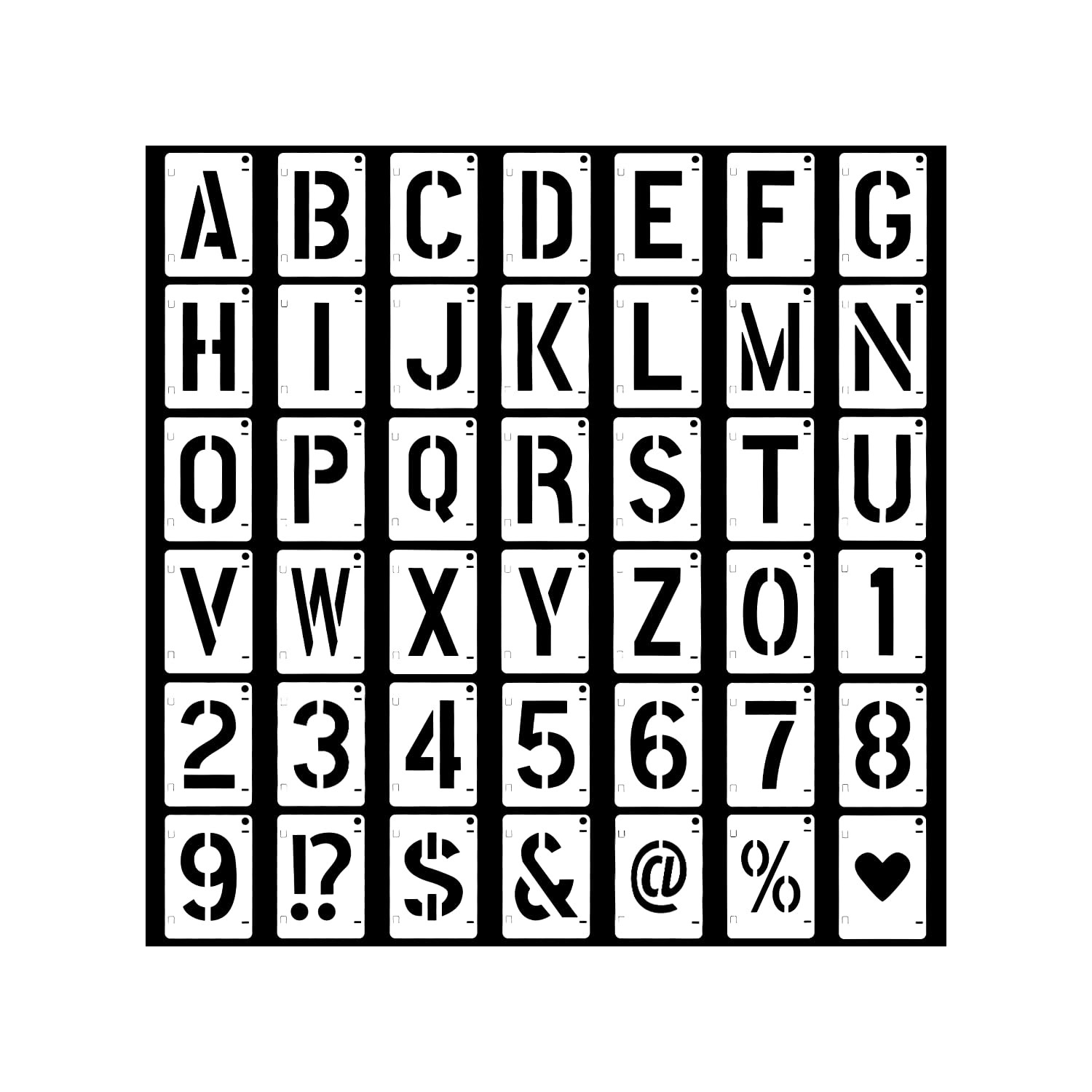 42-Piece Letter Stencil Set, 5 cm Stencils, Letters, Numbers Signs ...