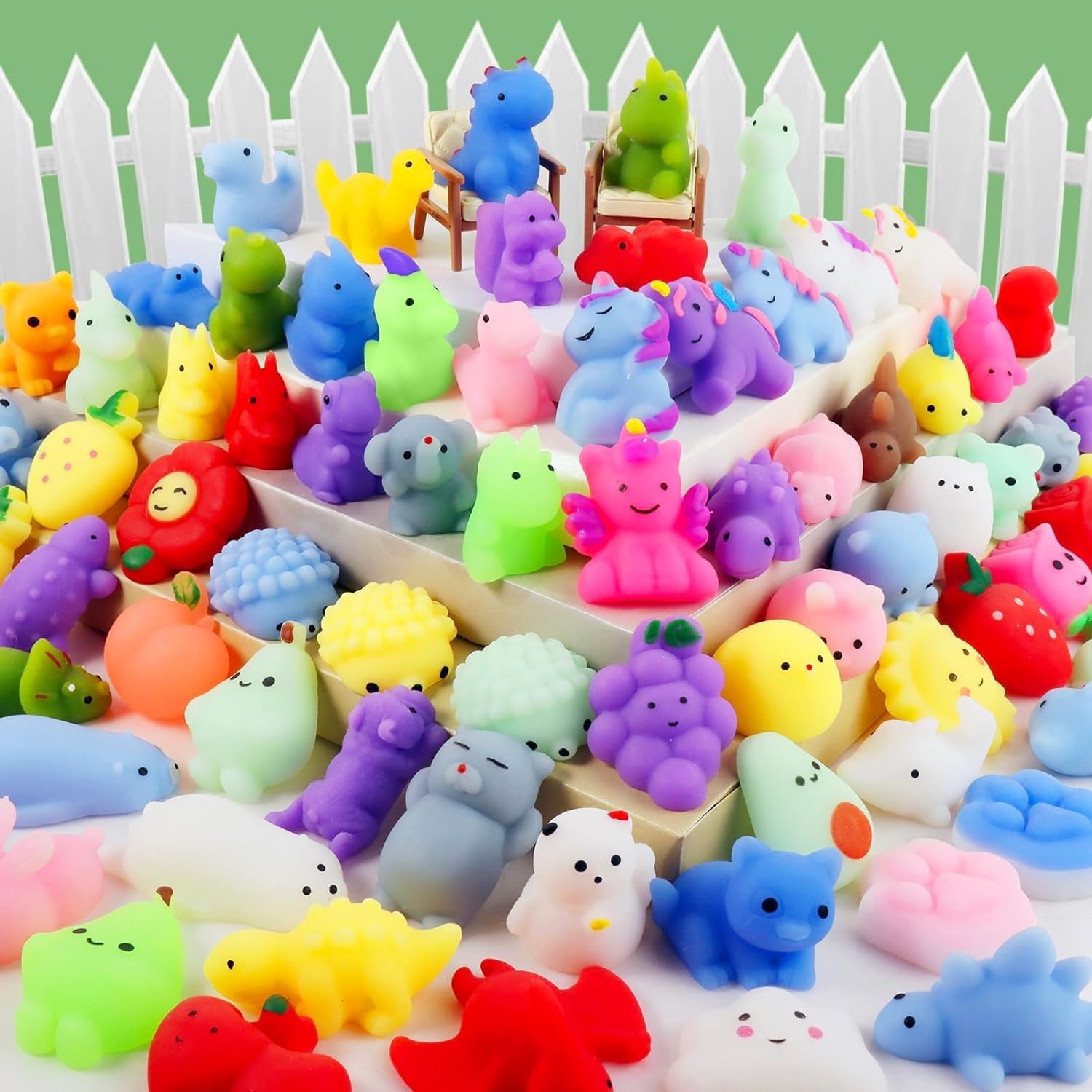 Pack of 60 Squishy, Kawaii Squeeze Toy, Anti-Stress Toy with Different ...