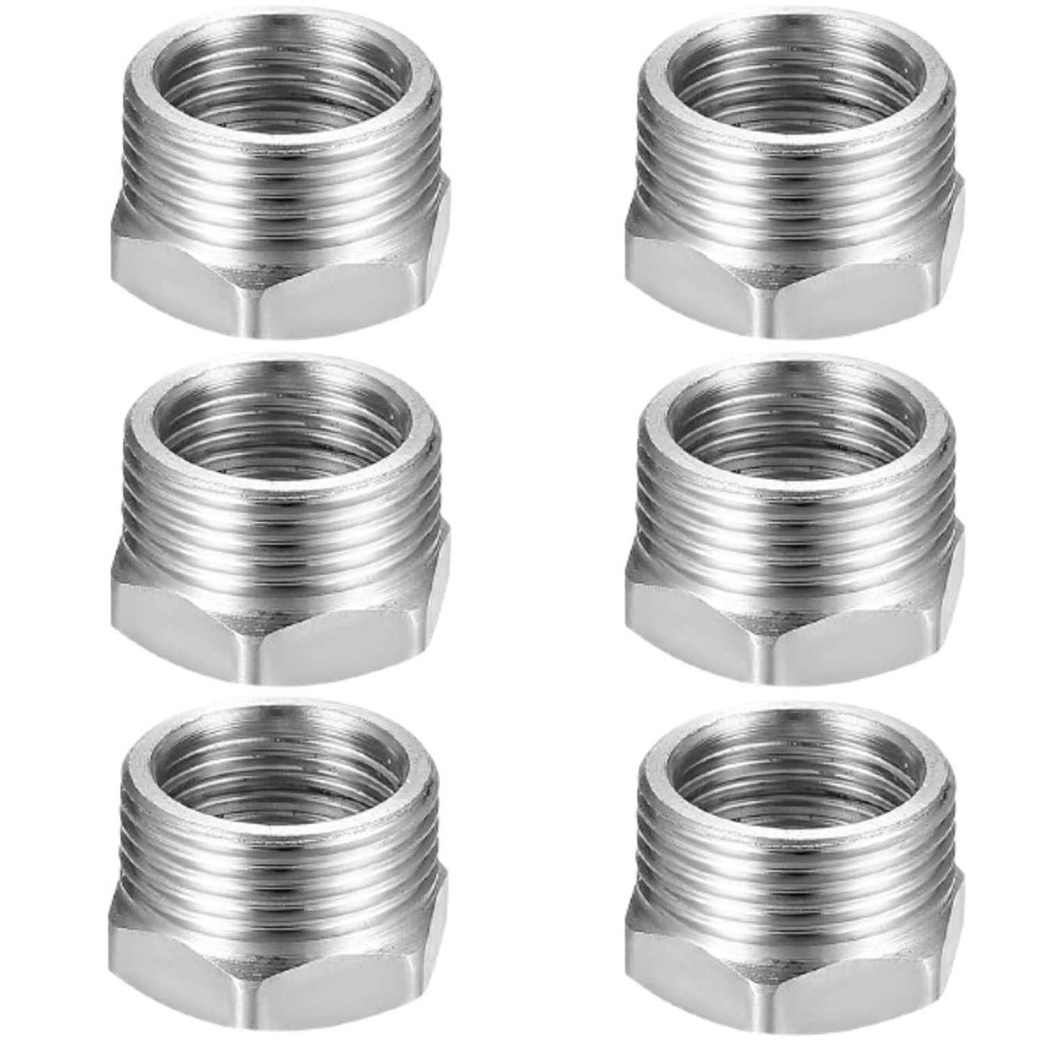 Pack of 6 Reducers 3/4 to 1/2 Inch, Stainless Steel Threaded Fitting ...