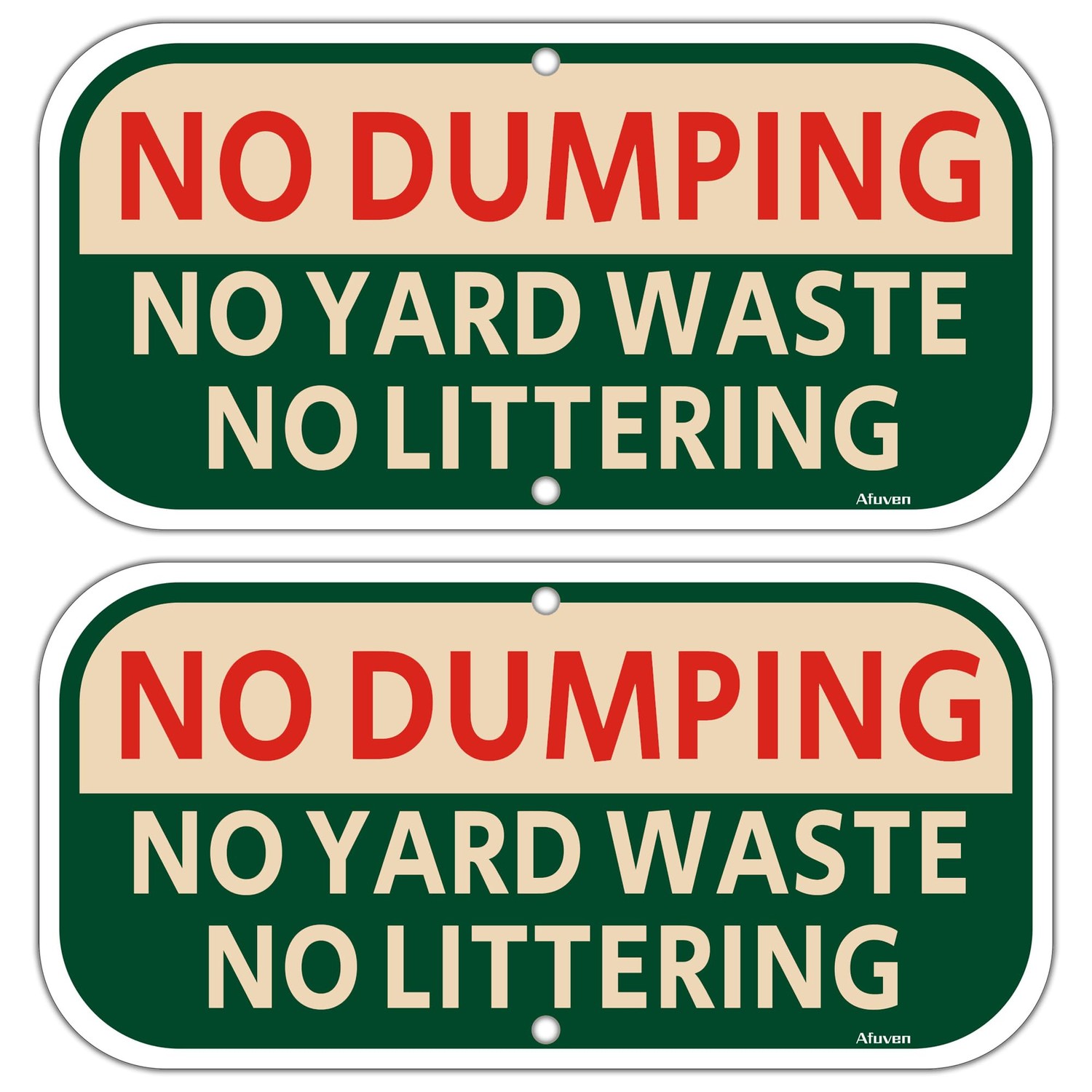 No Dumping No Yard Waste No Littering Sign | 12”x 6” No Dumping Signs ...