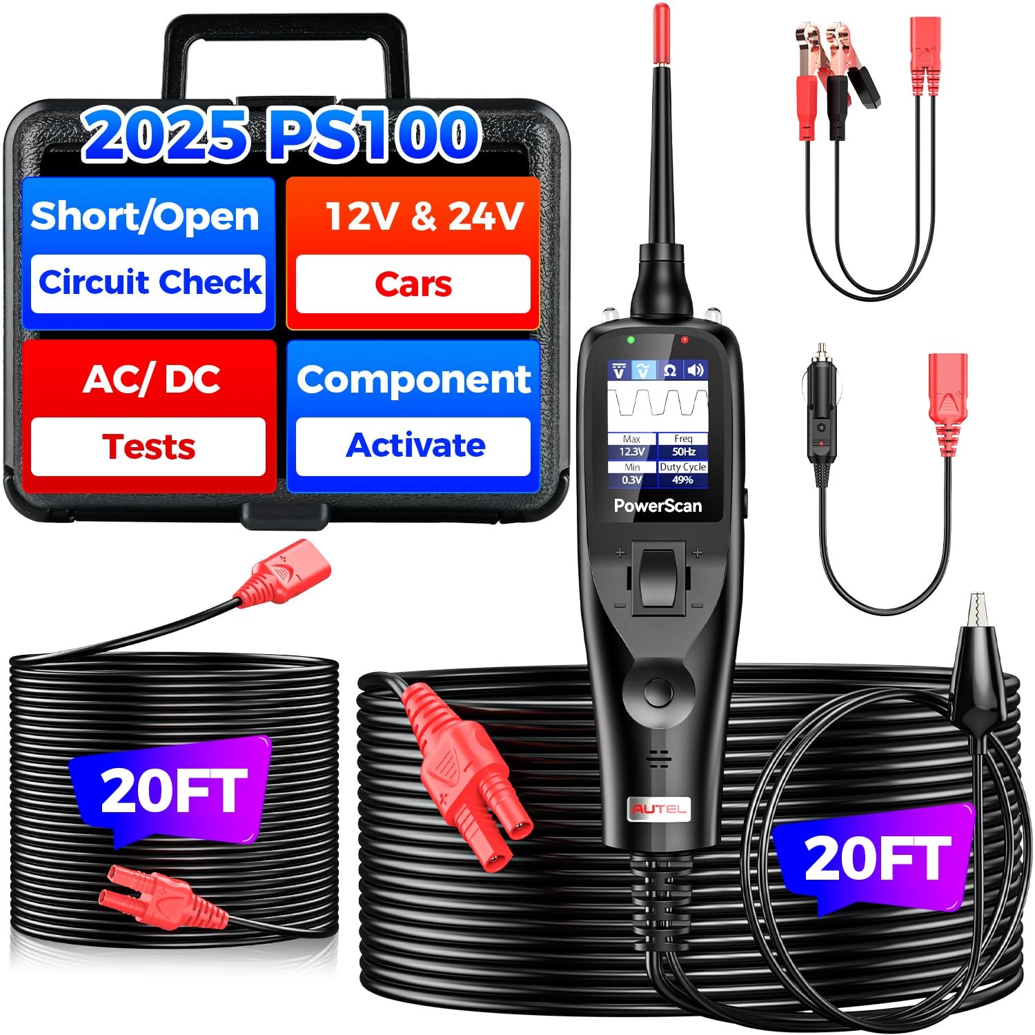 2025 Autel Powerscan PS100 Power Circuit Probe Tester, 12-24V ...