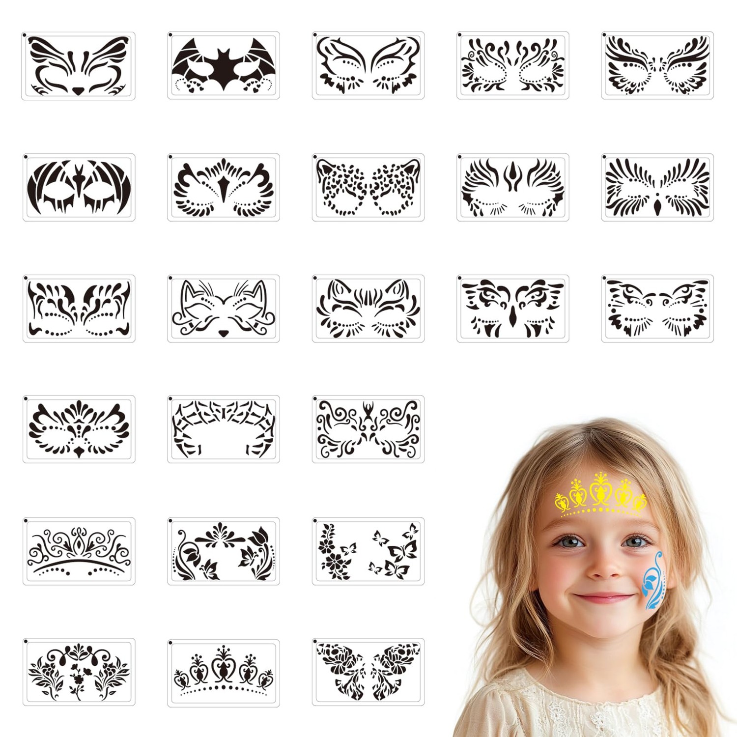 PLIGREAT 24 Pcs Animal Pattern Face Paint Stencils Face Body Painting ...