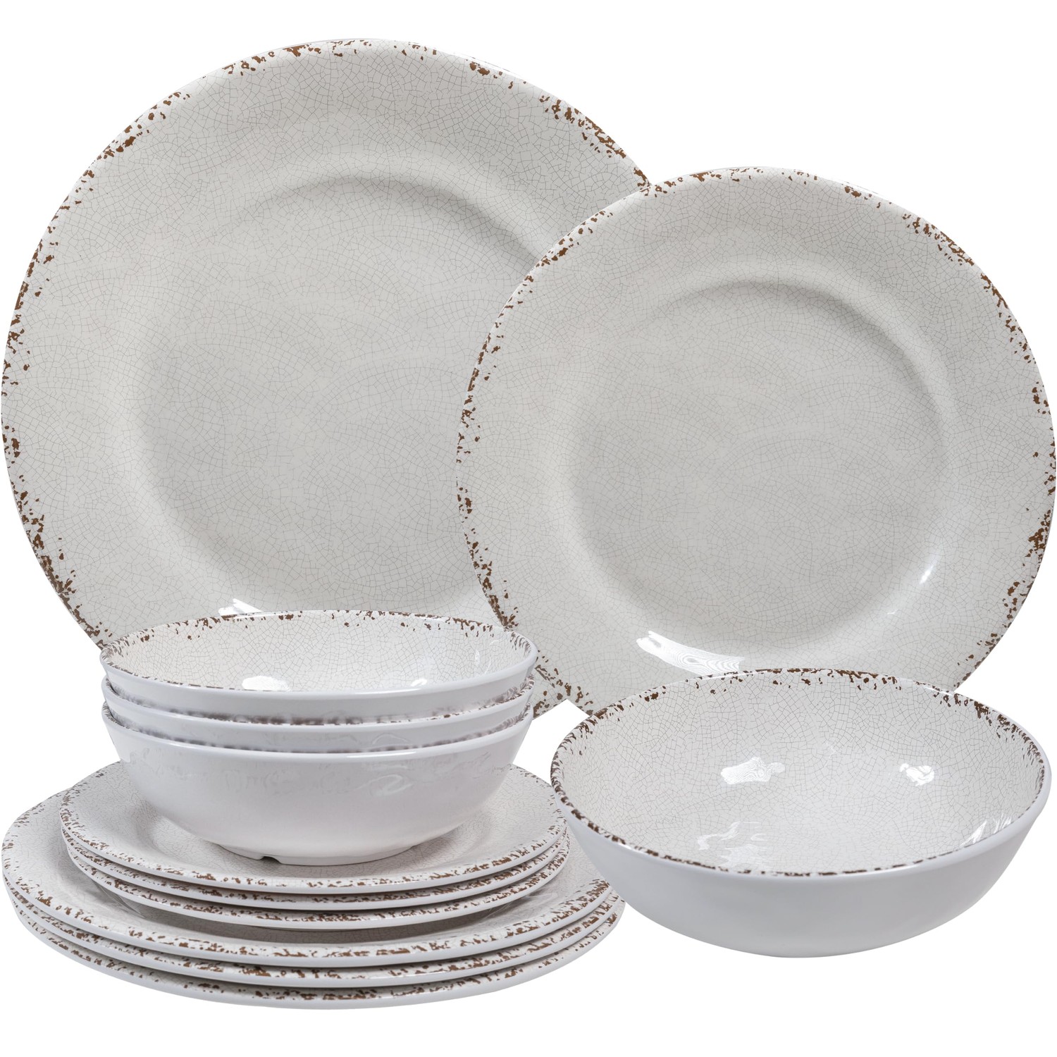 ZAROCRUS Farmhouse Melamine Dinnerware Sets,12 Pieces Dishes Dinnerware ...