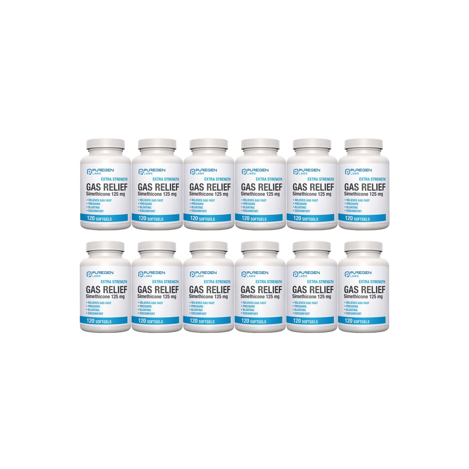 Puregen Labs Extra Strength Gas Relief Softgels with Simethicone 125 mg ...