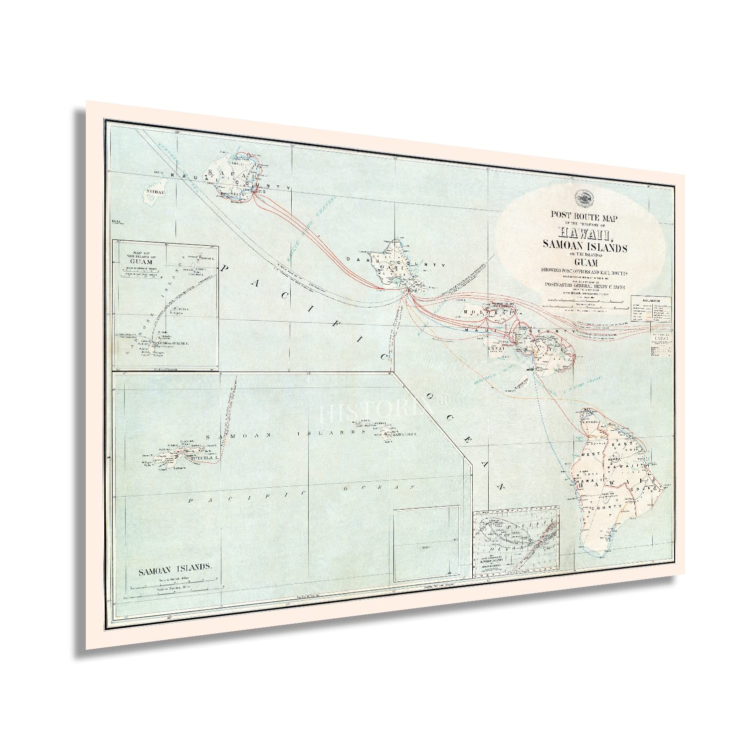 HISTORIX Vintage 1903 Hawaii Samoan Islands & Guam Map - 24x36 Inch ...