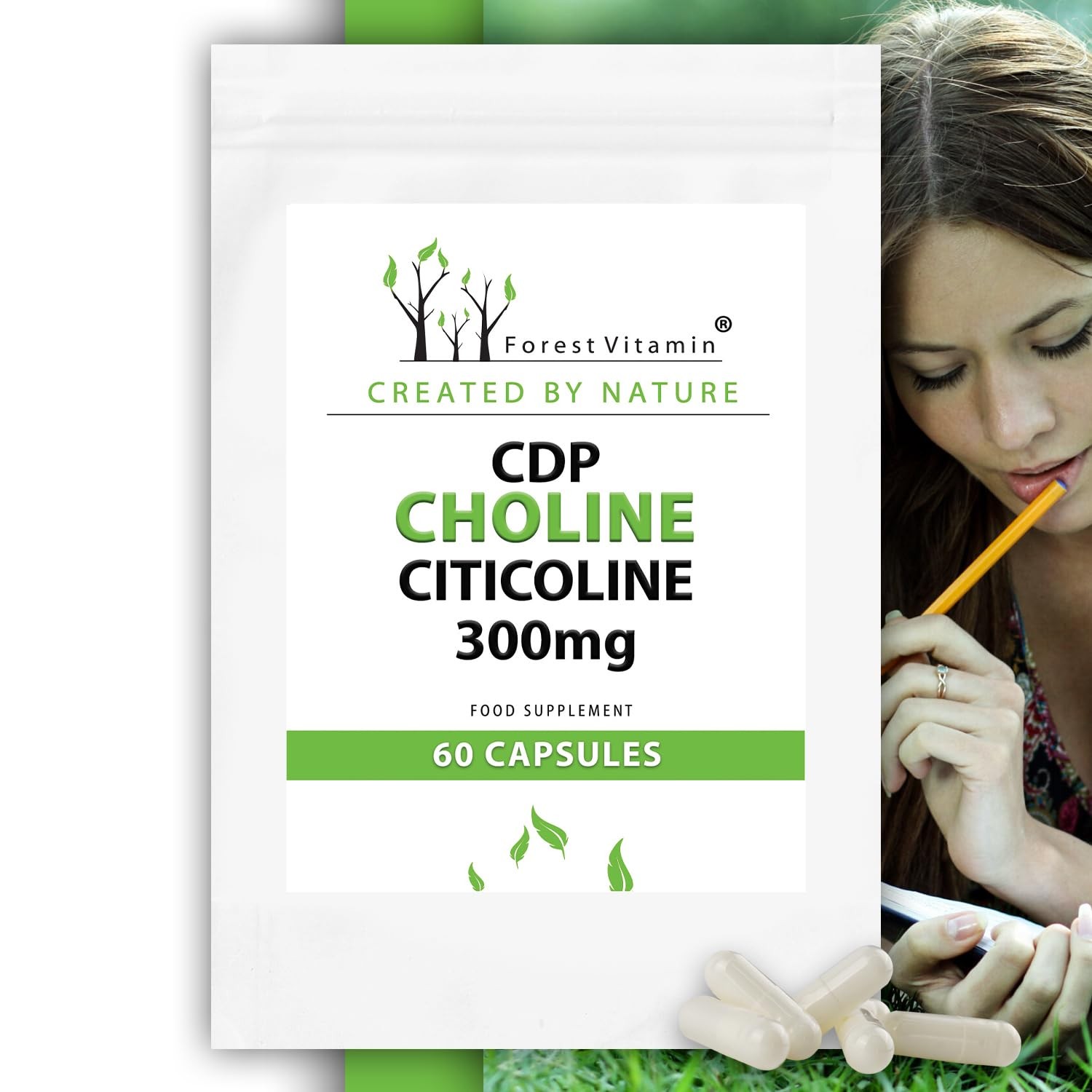 CHOLINE Forest Vitamin CDP Choline Citicoline 300mg Capsules Memory and ...