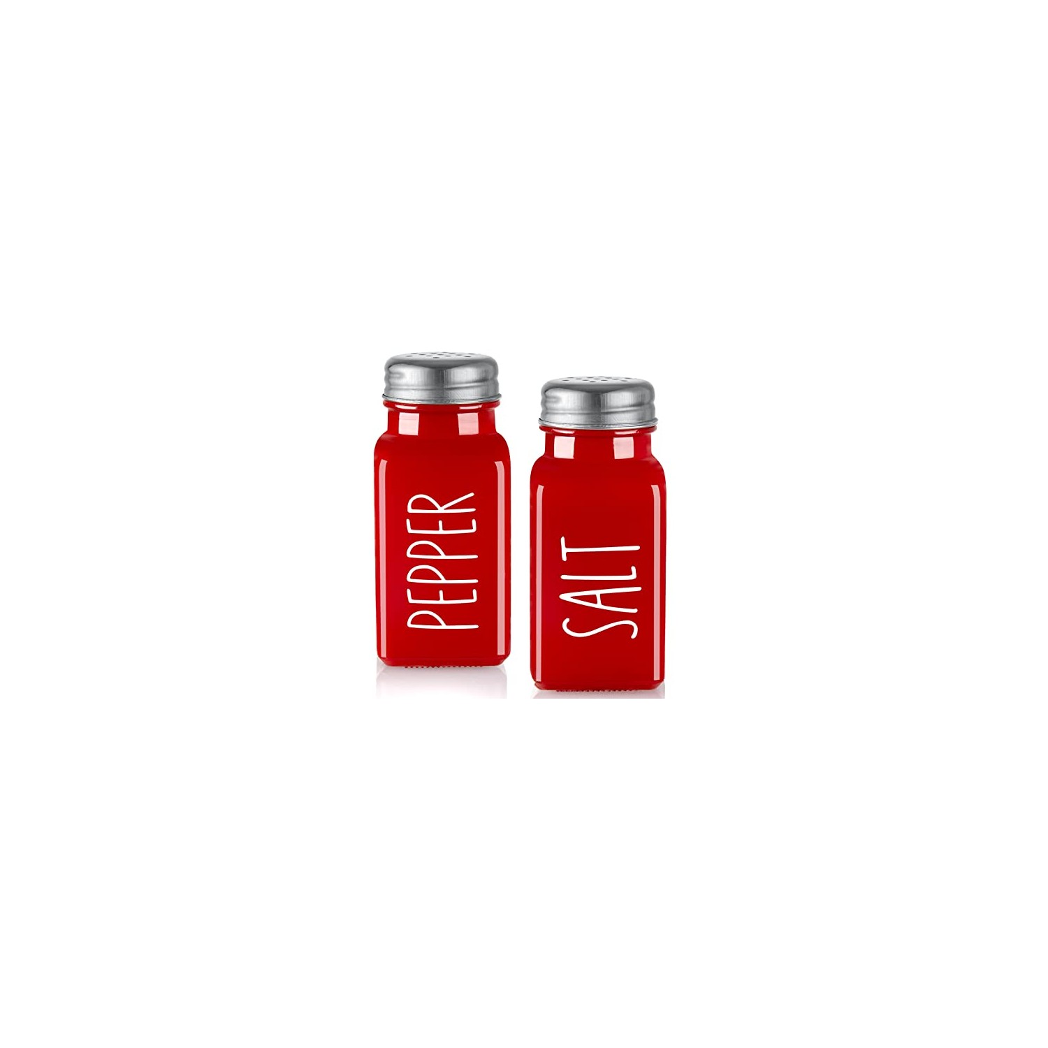 Glass Salt and Pepper Shakers Set - Red Farmhouse Kitchen Decor and ...