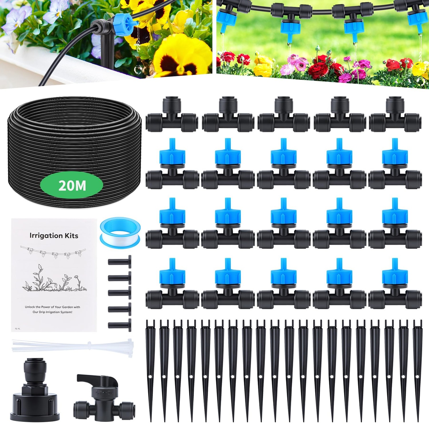 Forever Speed Irrigation System Kit,60 Pcs Drip Irrigation System,with ...