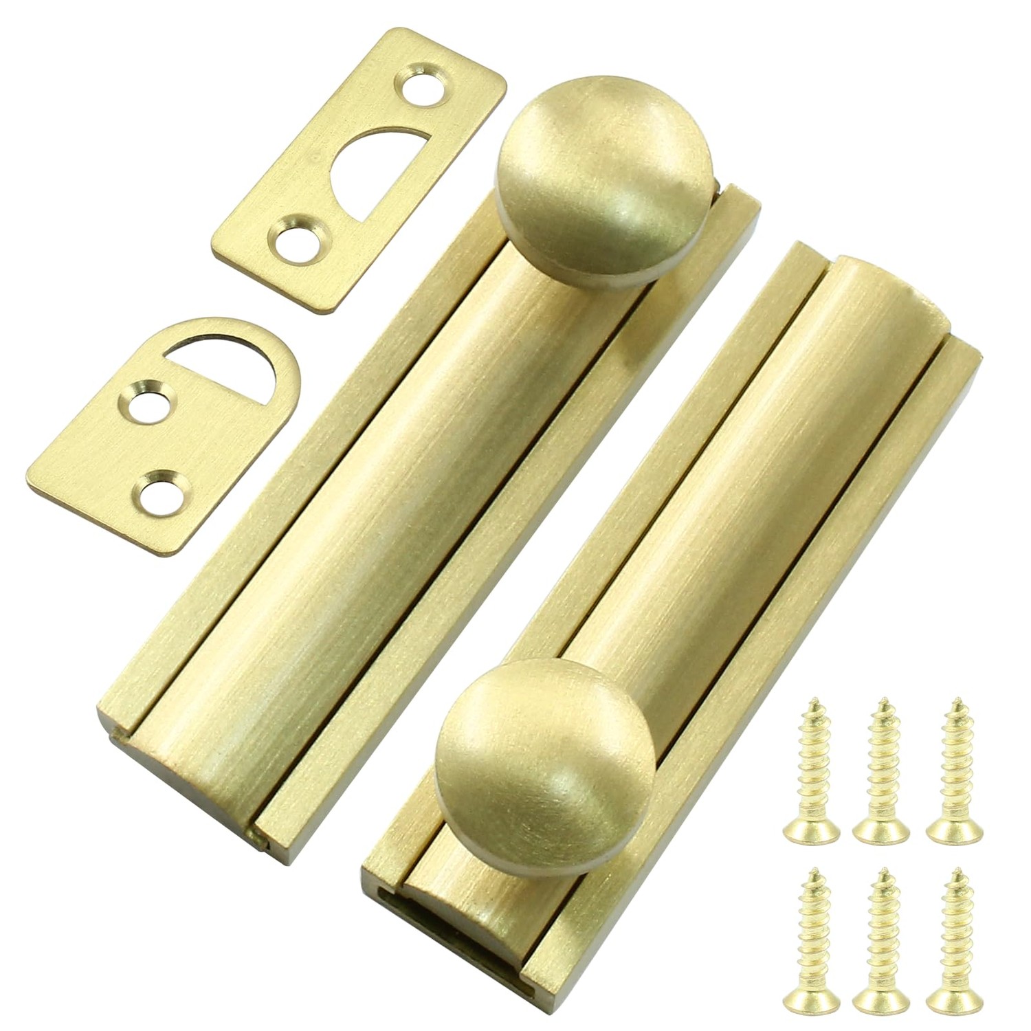 Coufce 2pcs 2 Inch Solid Brass Slide Bolt, Gold Gate Latch Sliding ...