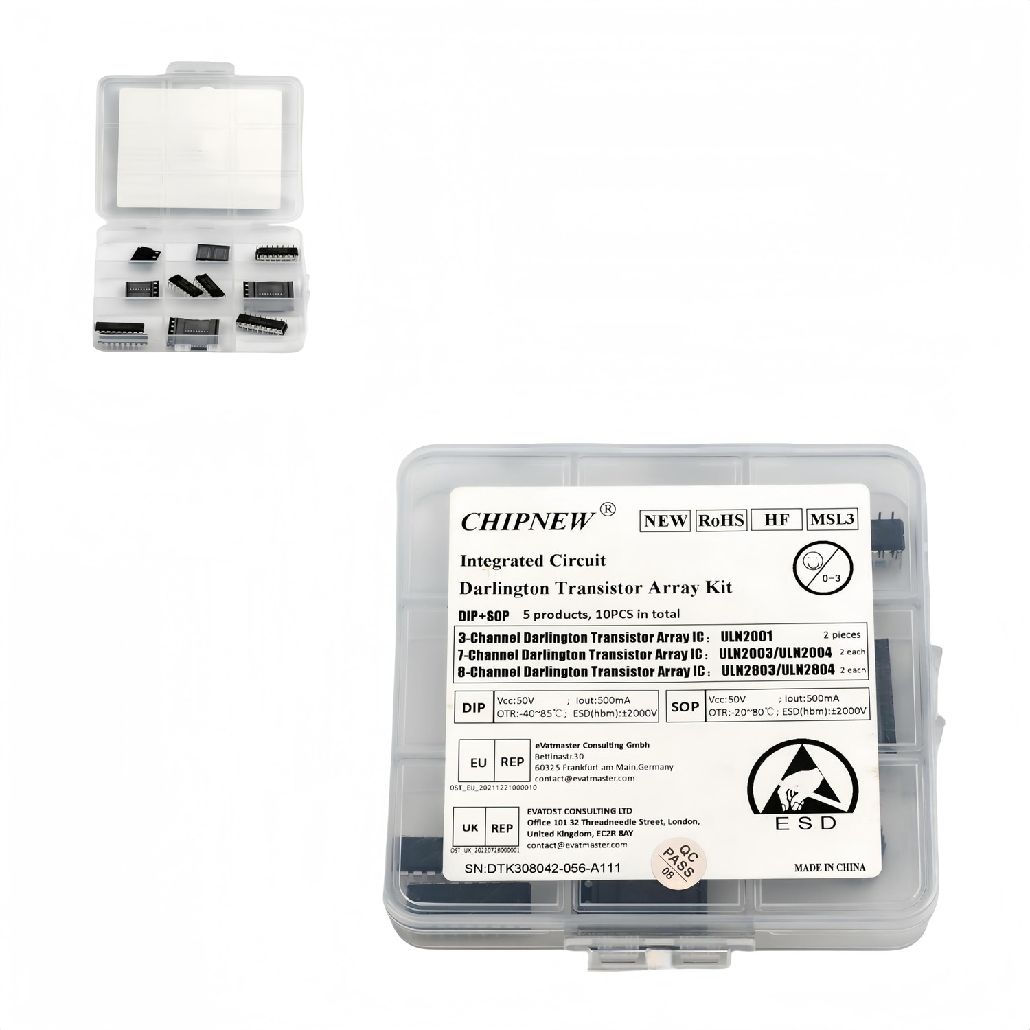 CHIPNEW Darlington Transistor Array IC Kits.18 in 1 :ULN2001,ULN2003 ...