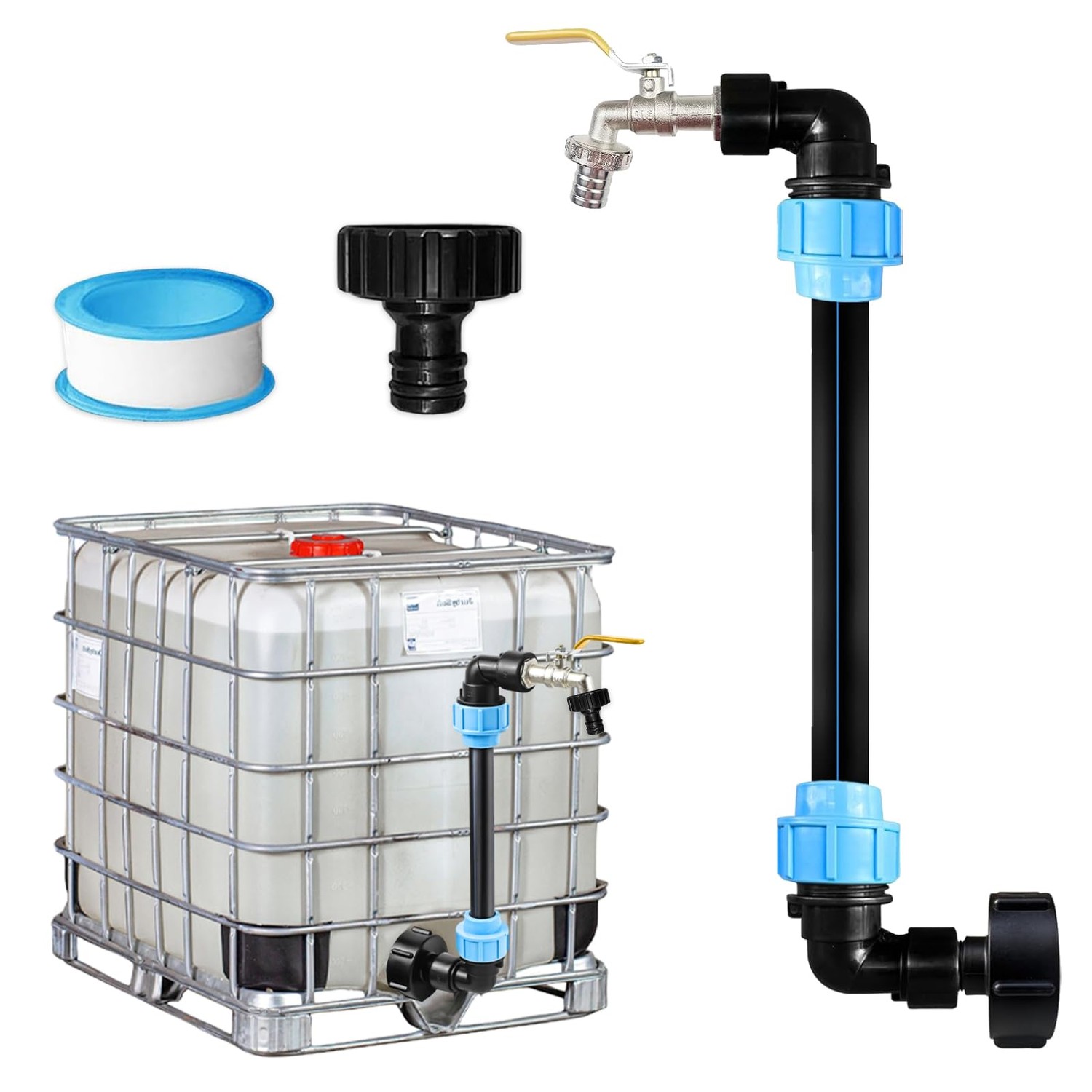 Infreecs IBC Gooseneck 3/4 Inch Outlet Tap, IBC Tank Gooseneck, Tap ...
