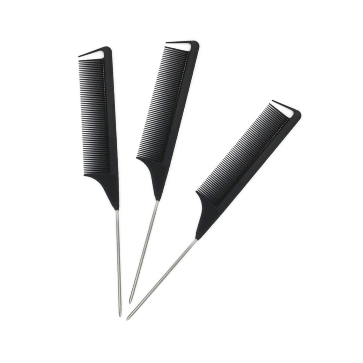 PACKOVE Hair Sectioning Clips and Rat Tail Combs Black Plastic Hair ...