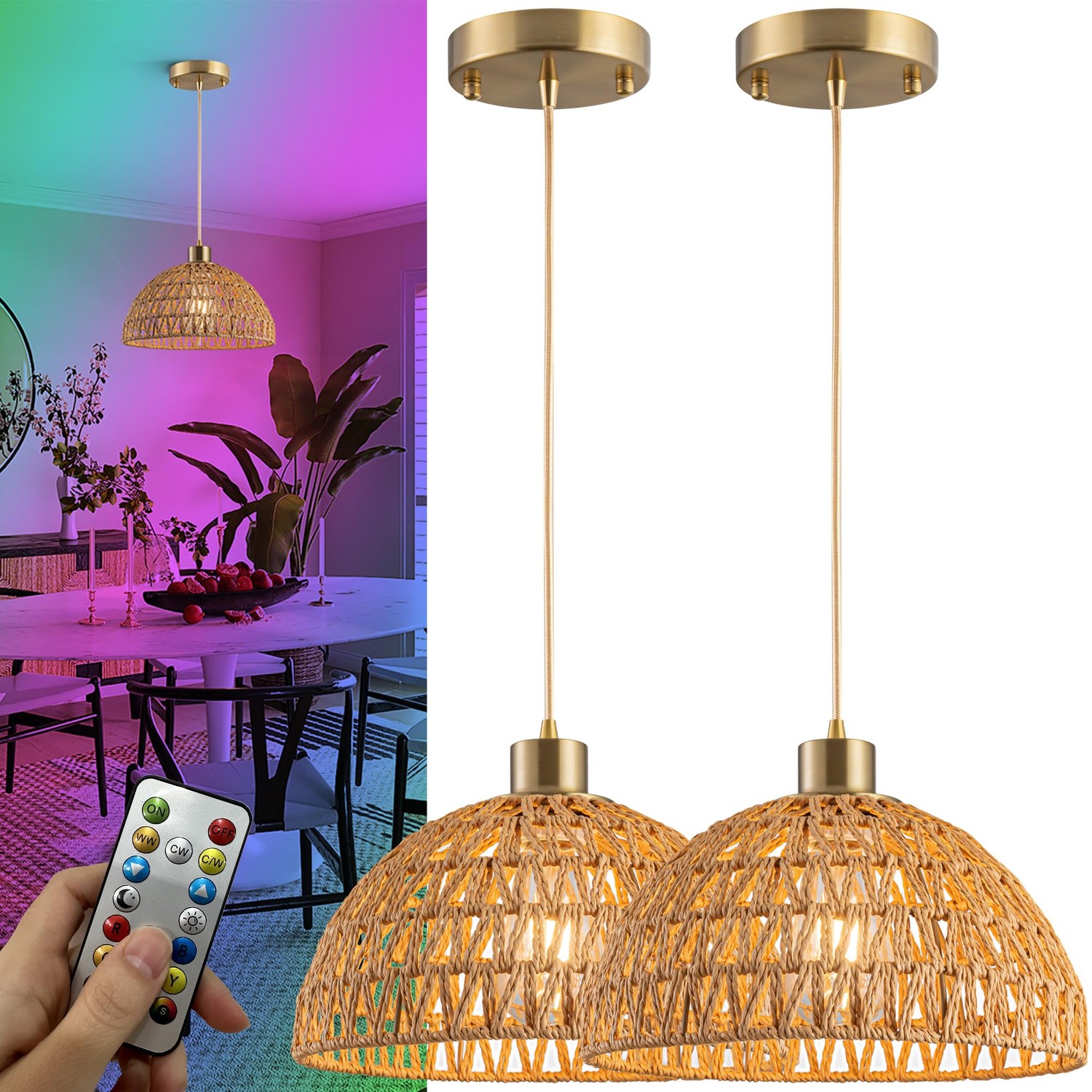 Nekhung Battery Operated Pendant Light with Remote-Battery Chandelier ...