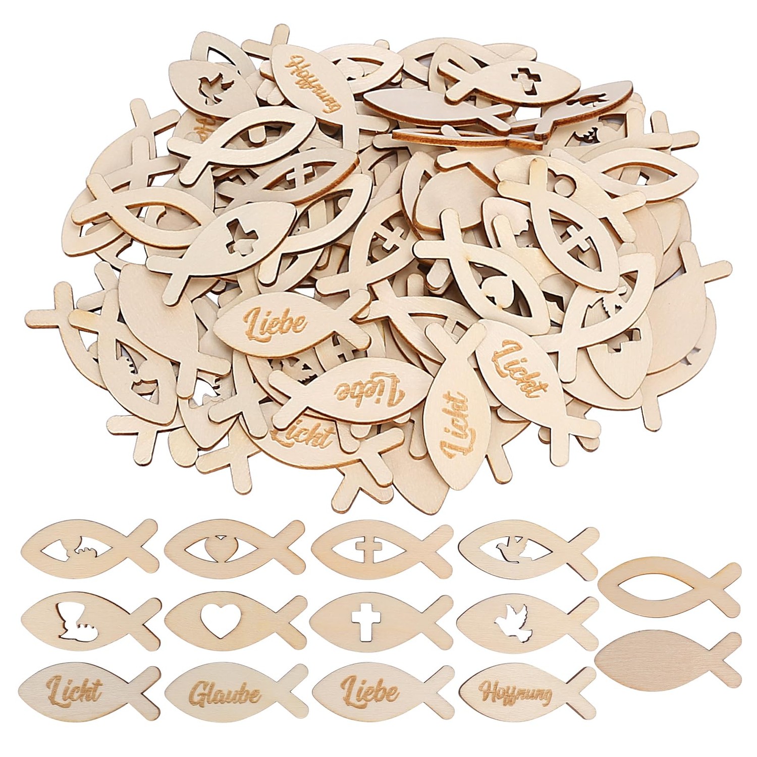 LAMEK Pack of 100 Fish Confetti Wooden Table Decoration with Goblet ...