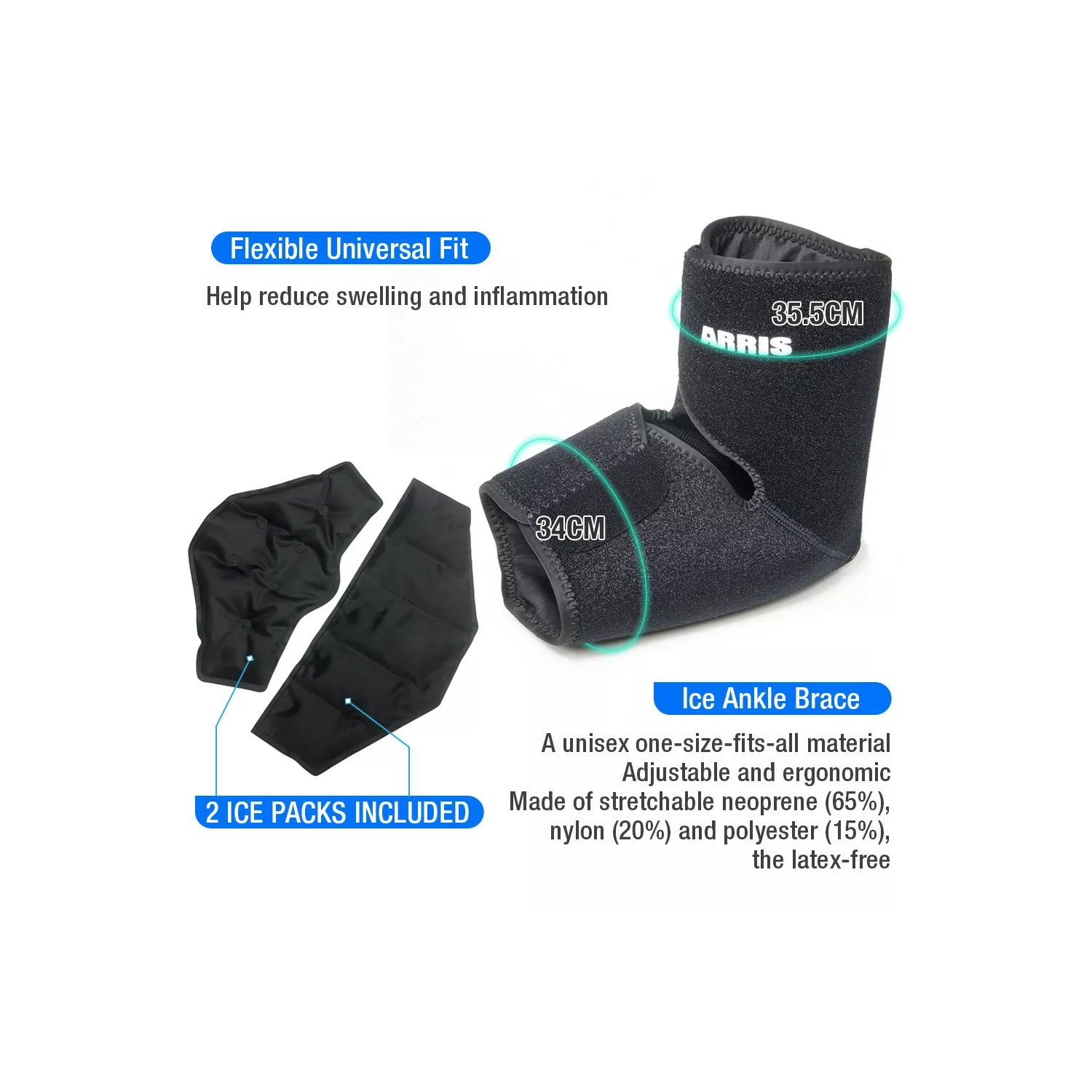 ARRIS Ice Gel Pack for Sprained Ankle, Achilles Tendon Injuries Cold ...