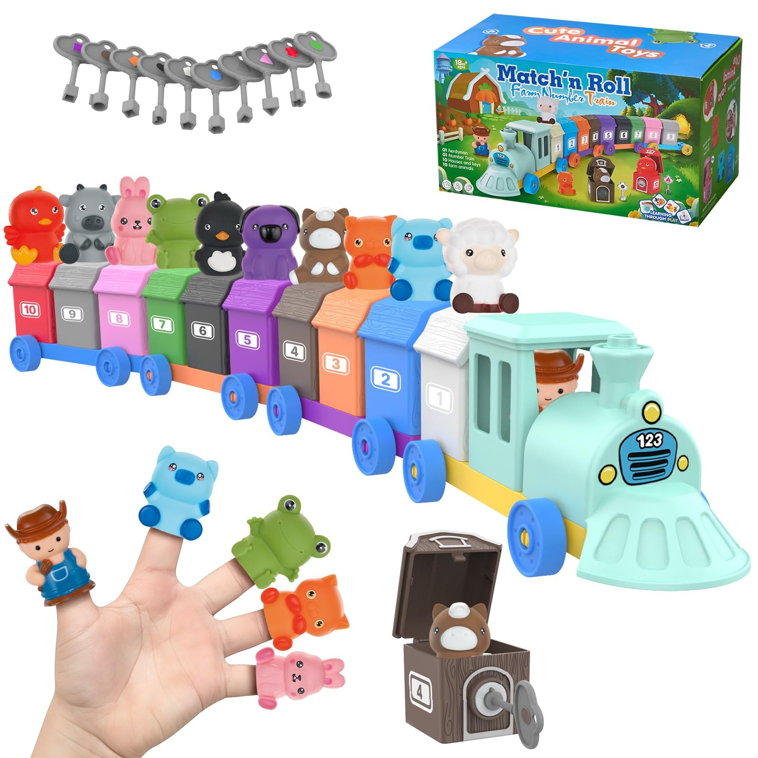 Train Set Toys for Toddlers 1 2 3 4 Years Old, Finger Puppets Counting ...