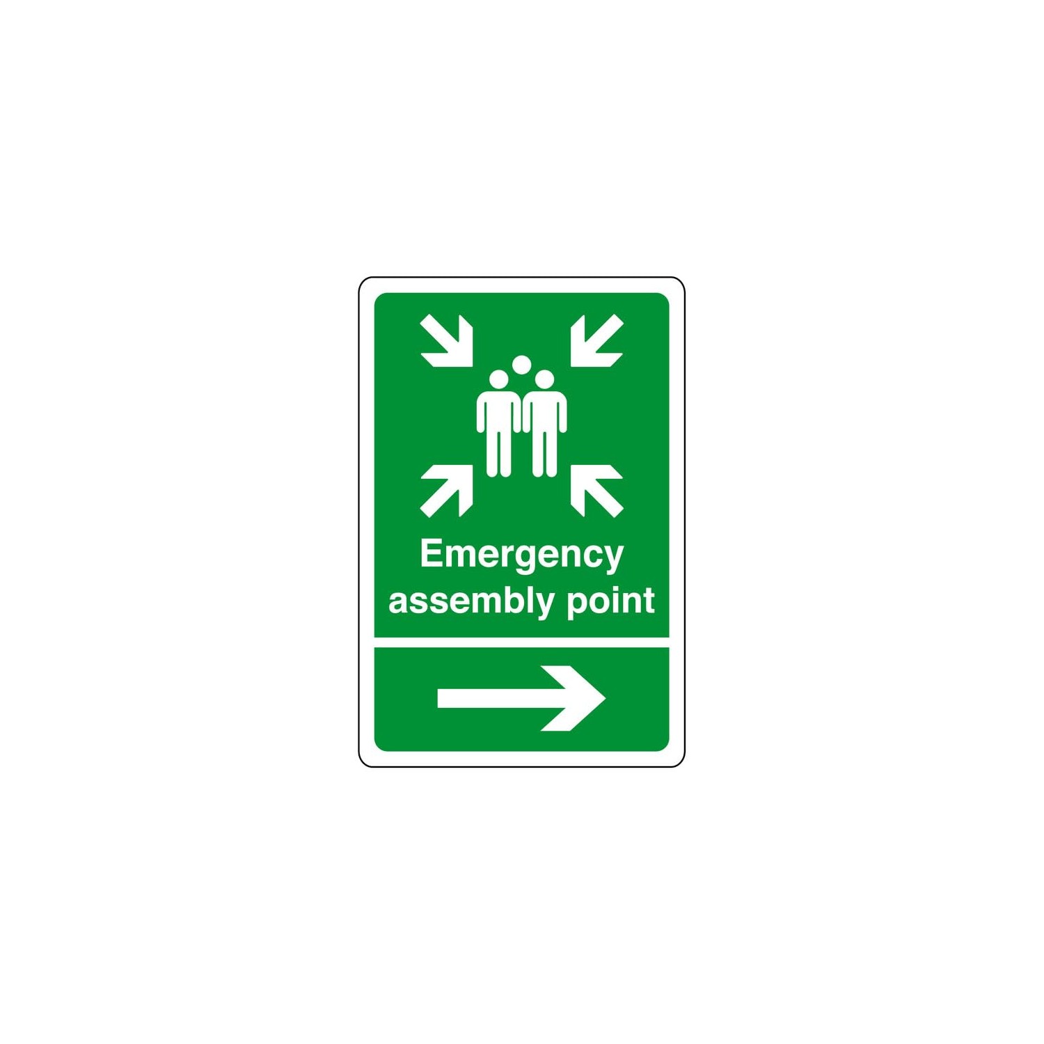 Emergency assembly point arrow right sign - safety sign - business ...