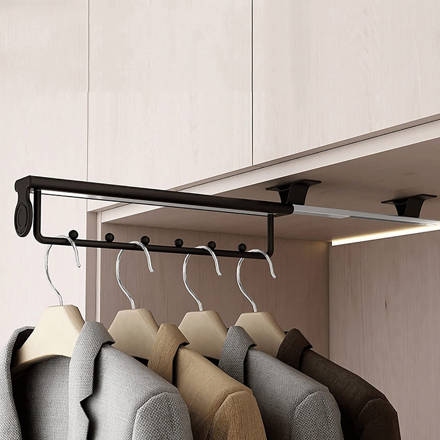 ZYFA Extendable Clothes Rail for Pull-Out, Wardrobe Ceiling Mounting ...