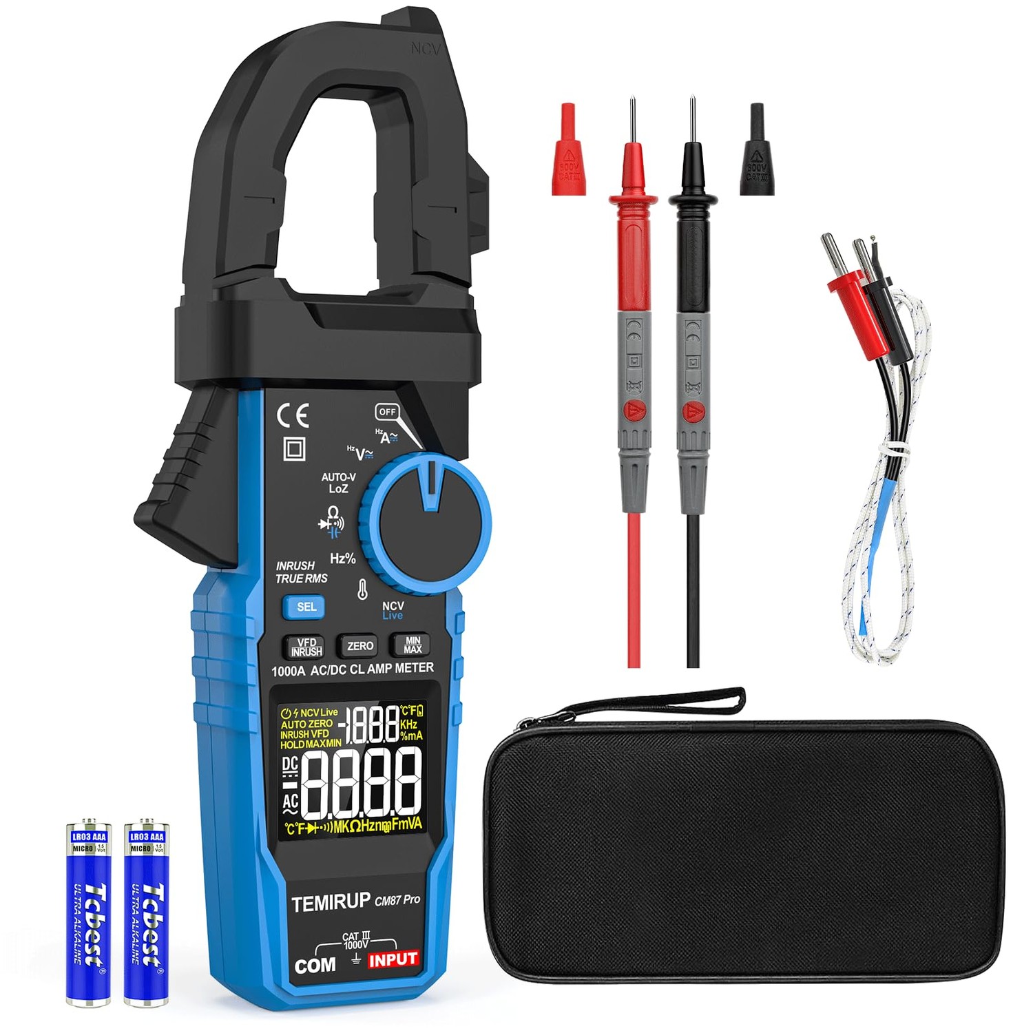 Inrush Digital Clamp Meter Multimeter - TEMIRUP T-RMS 6000 Counts 1000A ...
