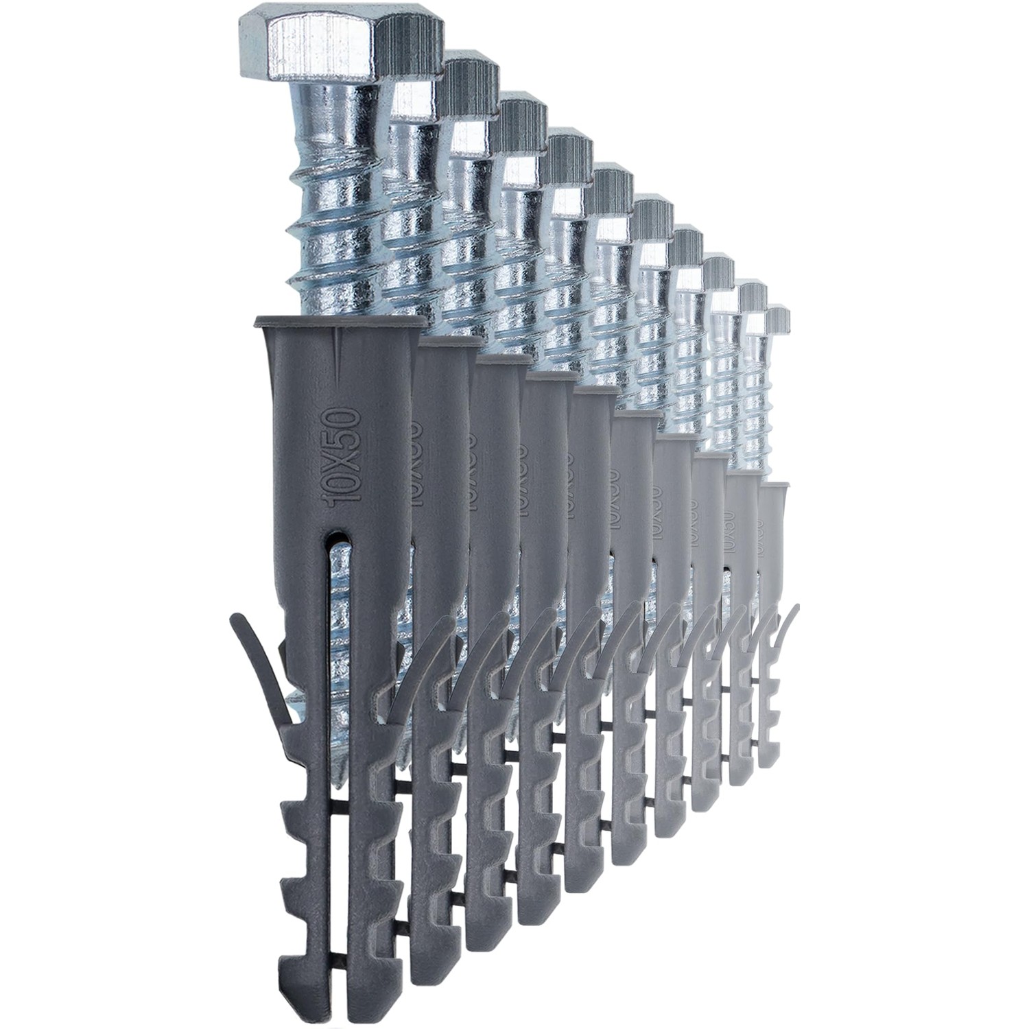 1STec 10 x M10 x 50 mm Strong Galvanised Satellite Anchor Nylon Mungo ...