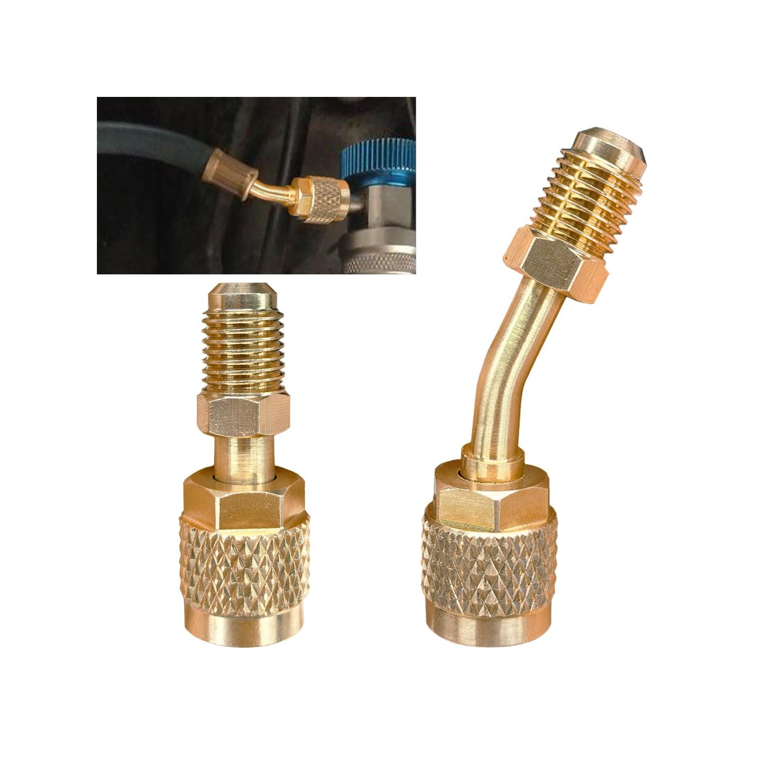 R410A Straight & Angled Adapter, Mini Split System Adapter, 5/16 ...