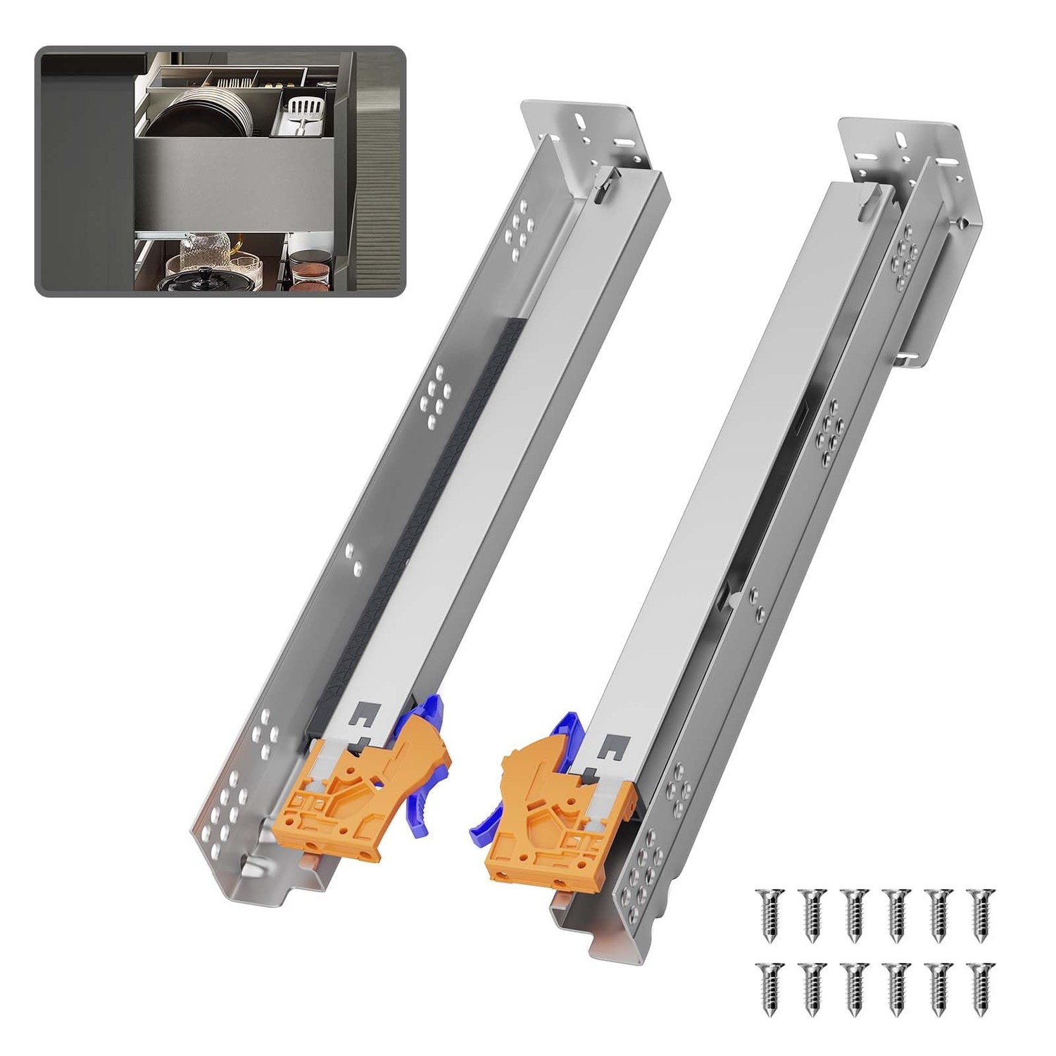 SIGOEI 15 Inch Bottom Mount Soft Close Drawer Slides Full Extension ...