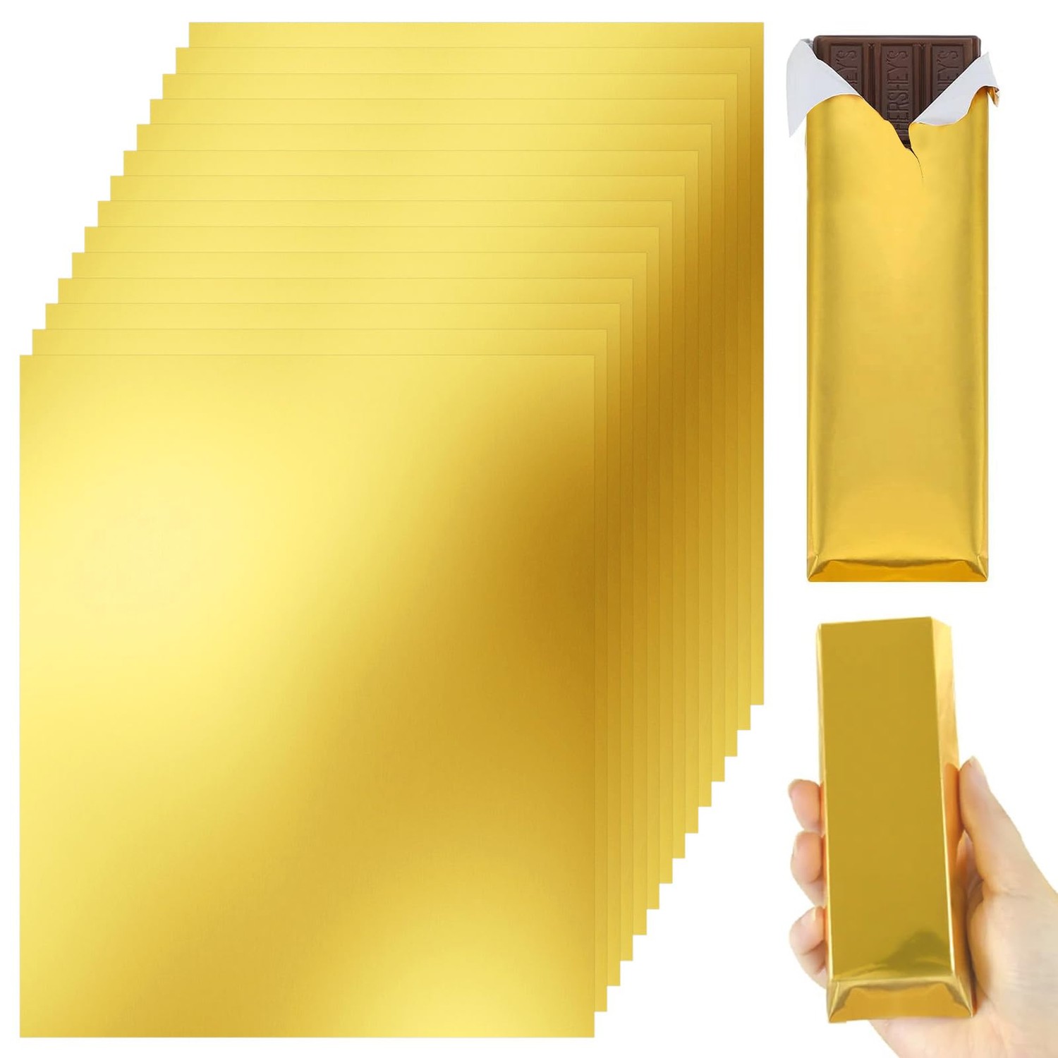 HRXMS Chocolate Bar Wrappers 120pcs - 6x7.5 Inch Gold Foil Paper with ...