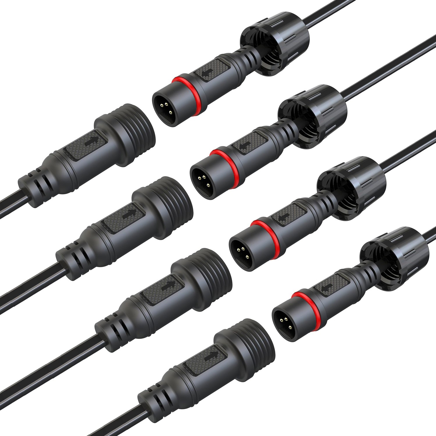YETOR Waterproof Connectors 3 Wire,18AWG Male Female Plug LED Connector ...