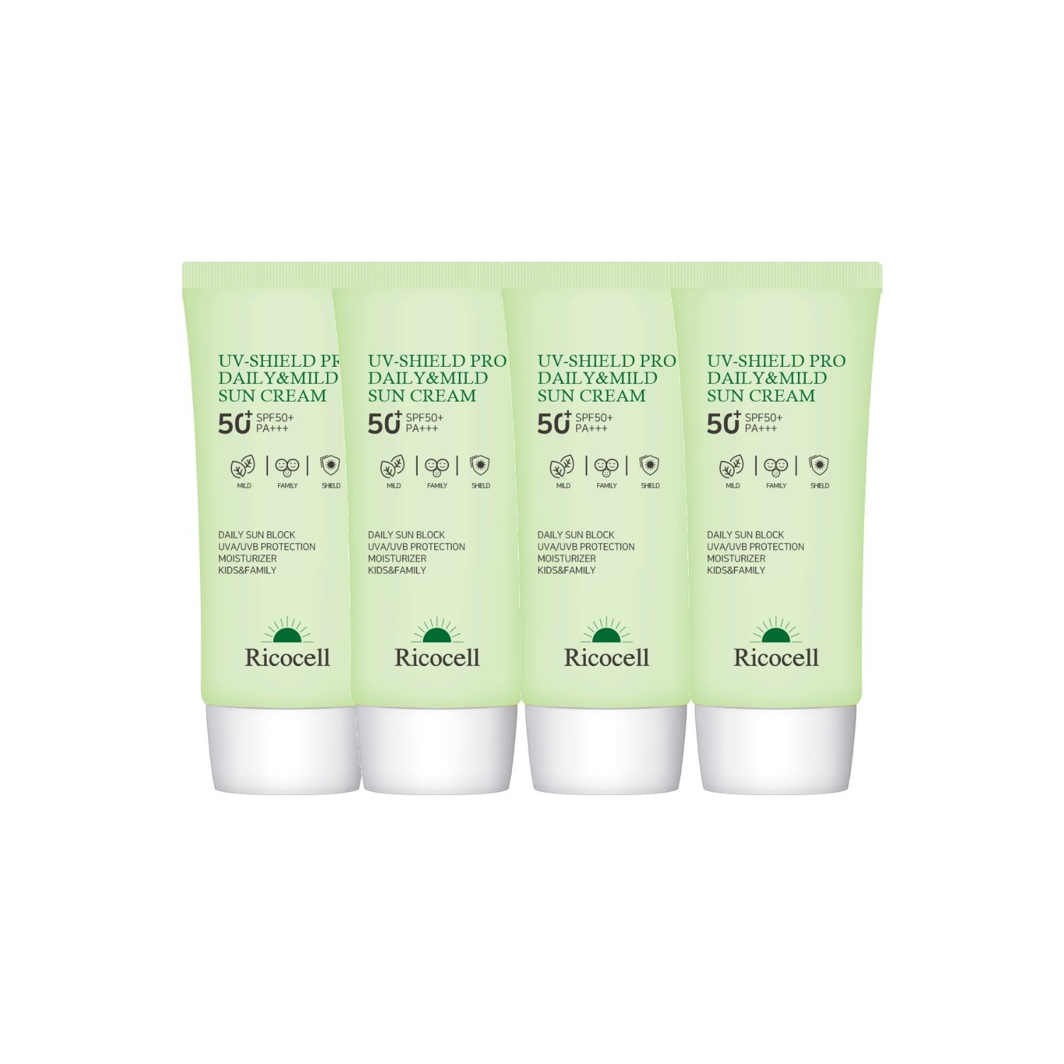 Ricocell UV Shield Pro Daily & Mild Sun Cream 70ml SPF50+ PA+++ 4pcs ...