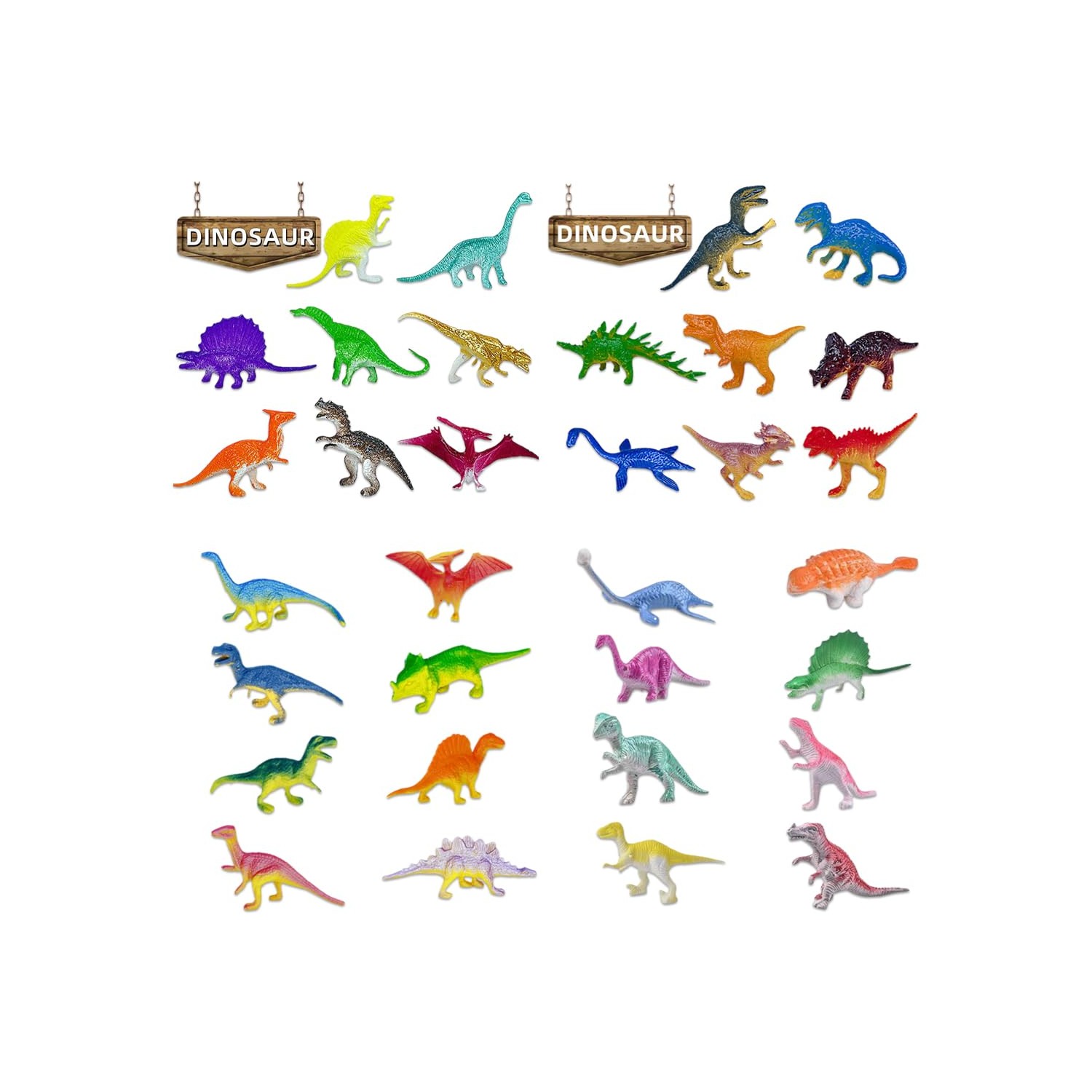 Dinosaur Toy Figures, 32 Pieces, Small Dinosaur Figures Set, Dinosaur ...