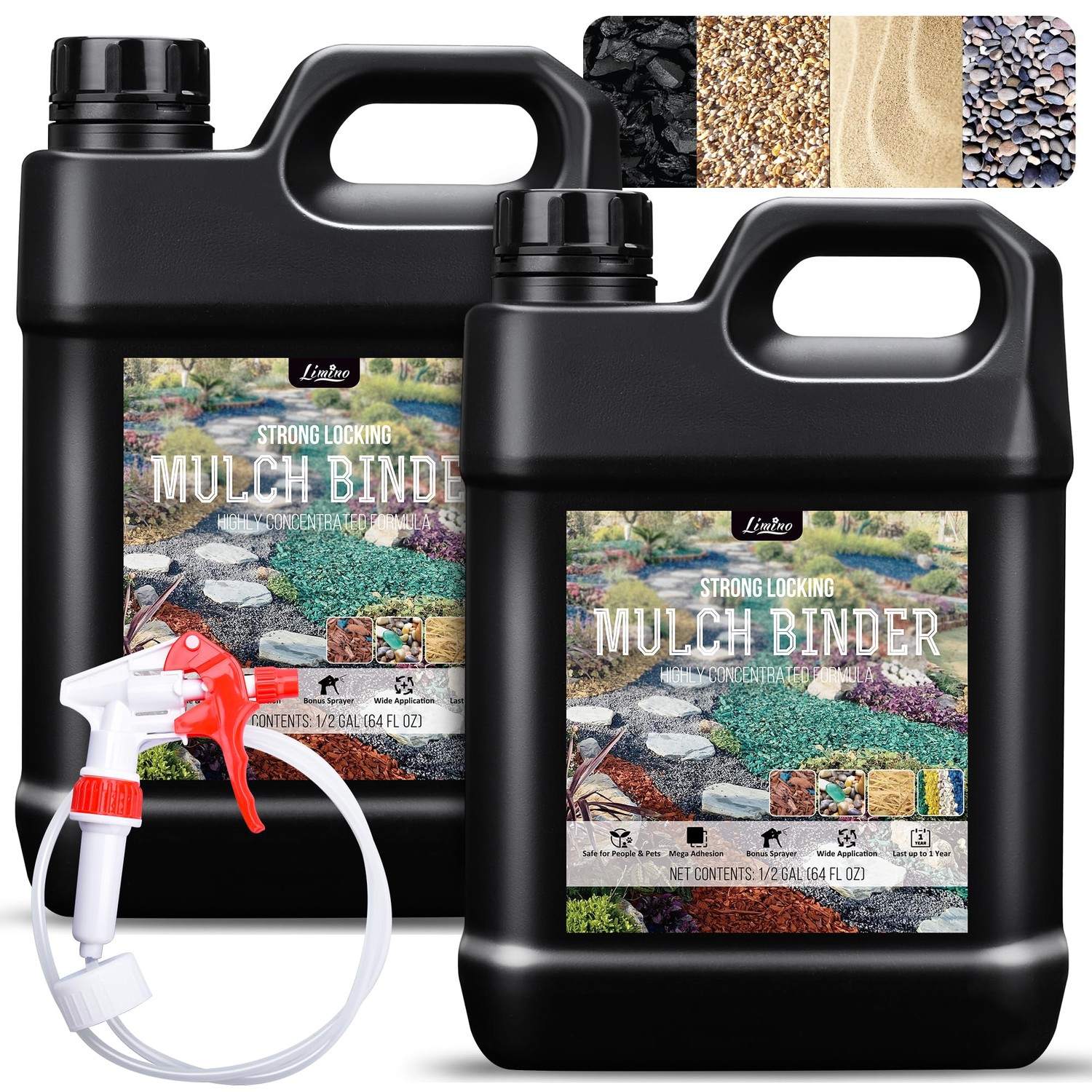 Mulch Glue - 1 Gallon Mulch Adhesive Gravel Binder with Applicator for ...
