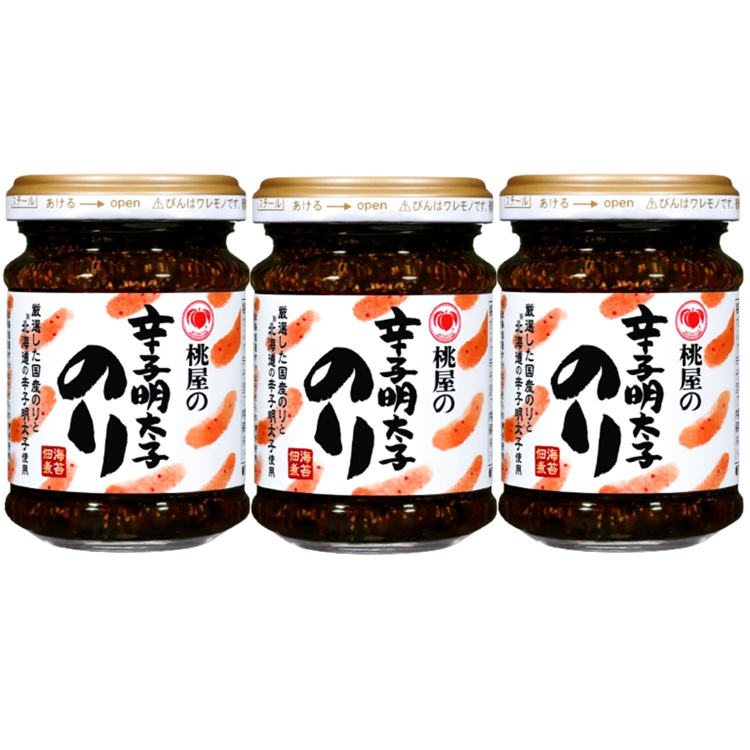 Momoya Spicy Cod Roe Seaweed 3.3 oz (95 g) x 3 Pieces (Nori Tsukudani ...