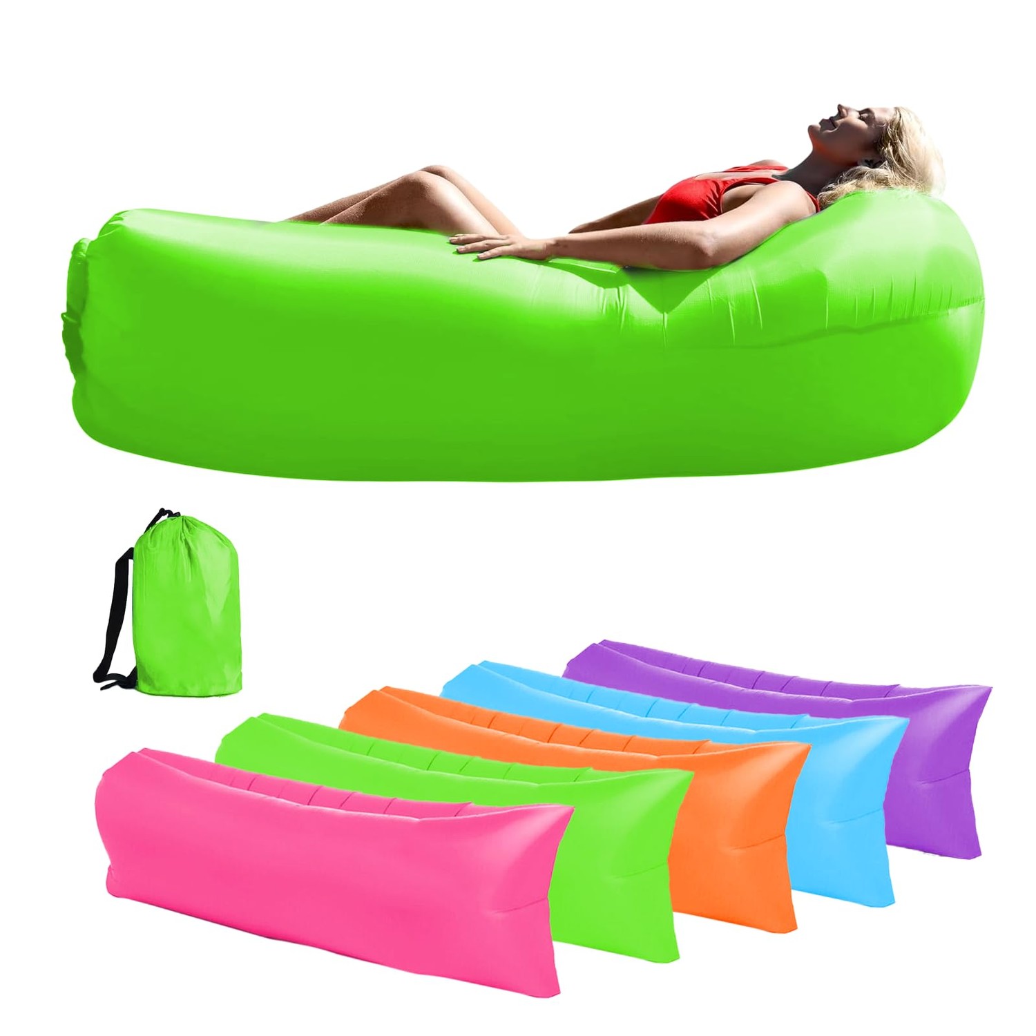Kenmohuo Inflatable Sun Air Lounger, Portable Blow Up Sofa Bed for ...