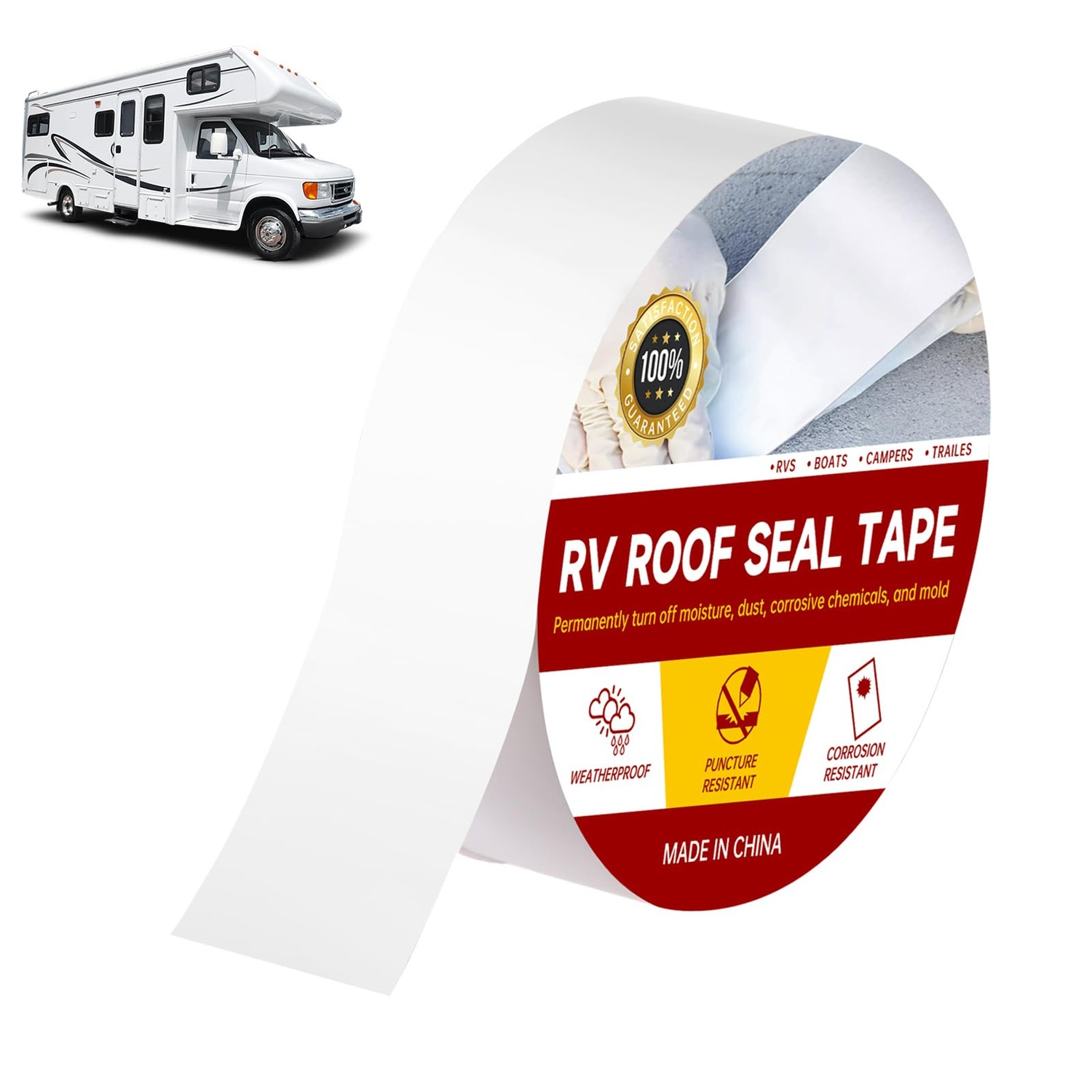 RV Roof Tape 2 Inch x 16.4 Feet RV Sealant Tapes White Repair Sealant ...
