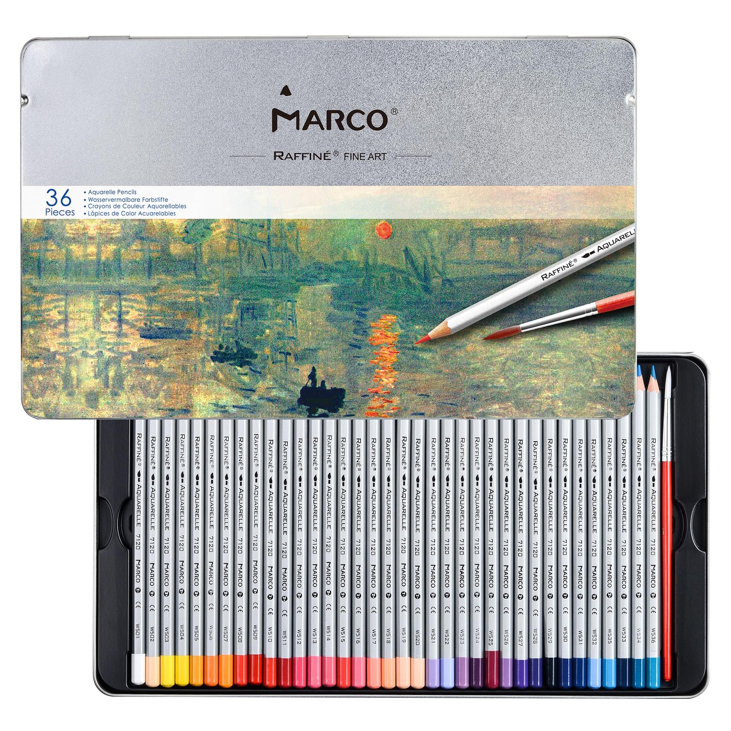 Marco Watercolor Pencils, 36 Colors, Sketch Colored Pencils, Water ...