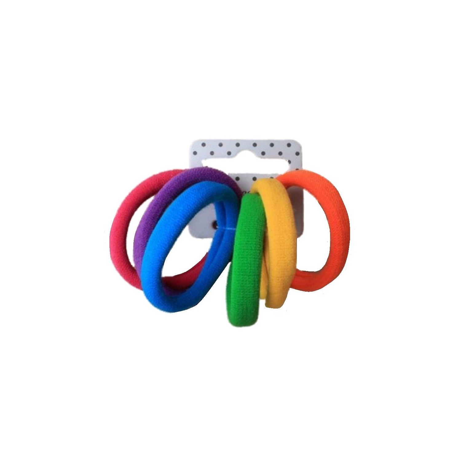 Set of 6 Bright Coloured Soft Jersey Endless Hair Elastics Bobbles ...