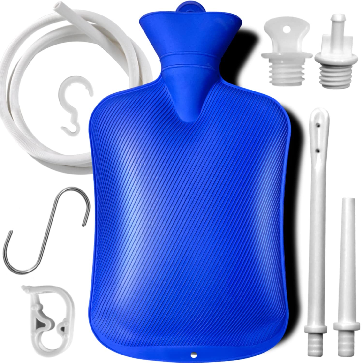 2 L Home Enema Bag Kit with 2 Enema Tips,60 inch Long Silicone Hose ...