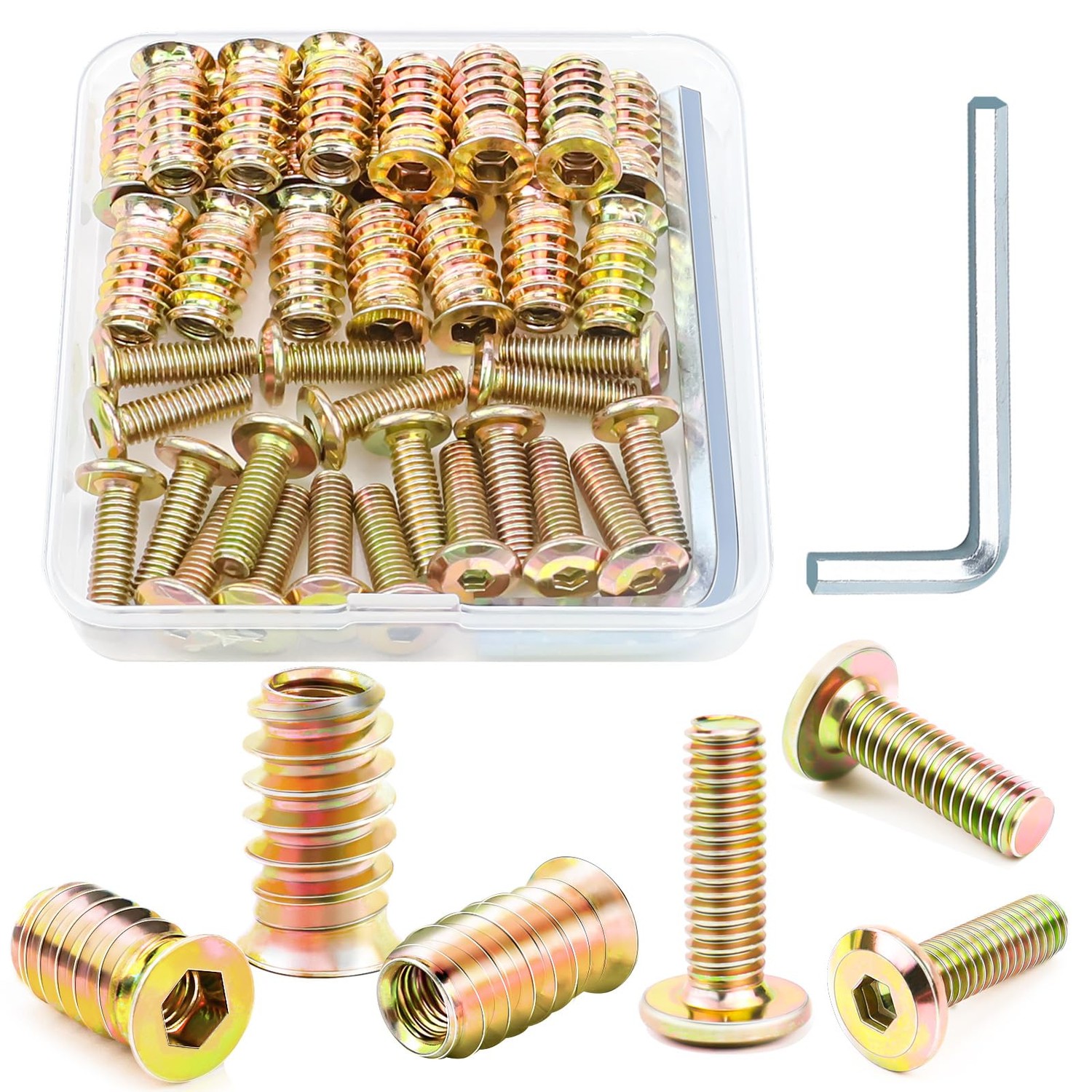 Screw-in Nut M6 x 20 Screw Sleeves with Flat Head Screws Threaded ...