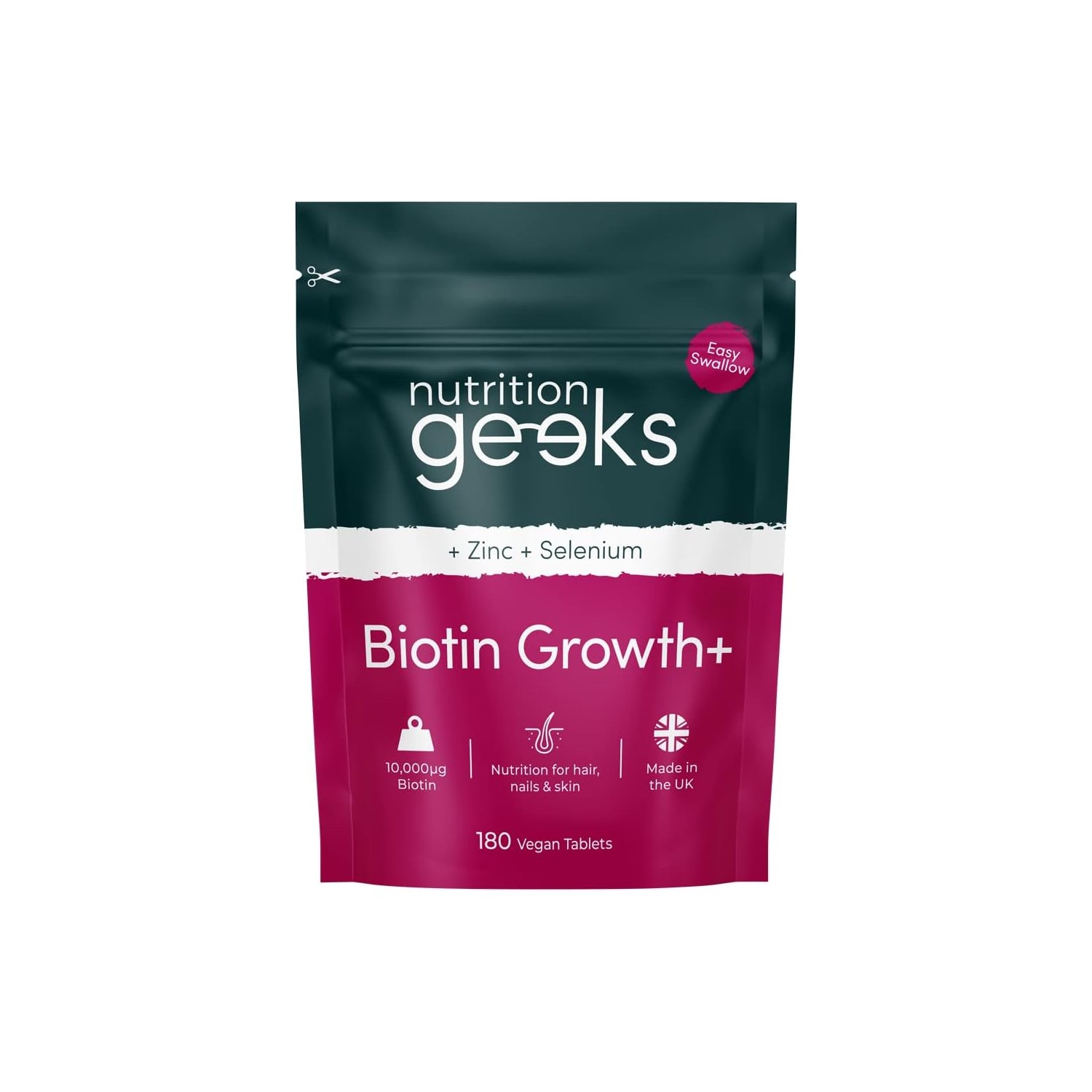 Nutrition Geeks Biotin Hair Growth Supplement - 180 Tablets Enhanced ...