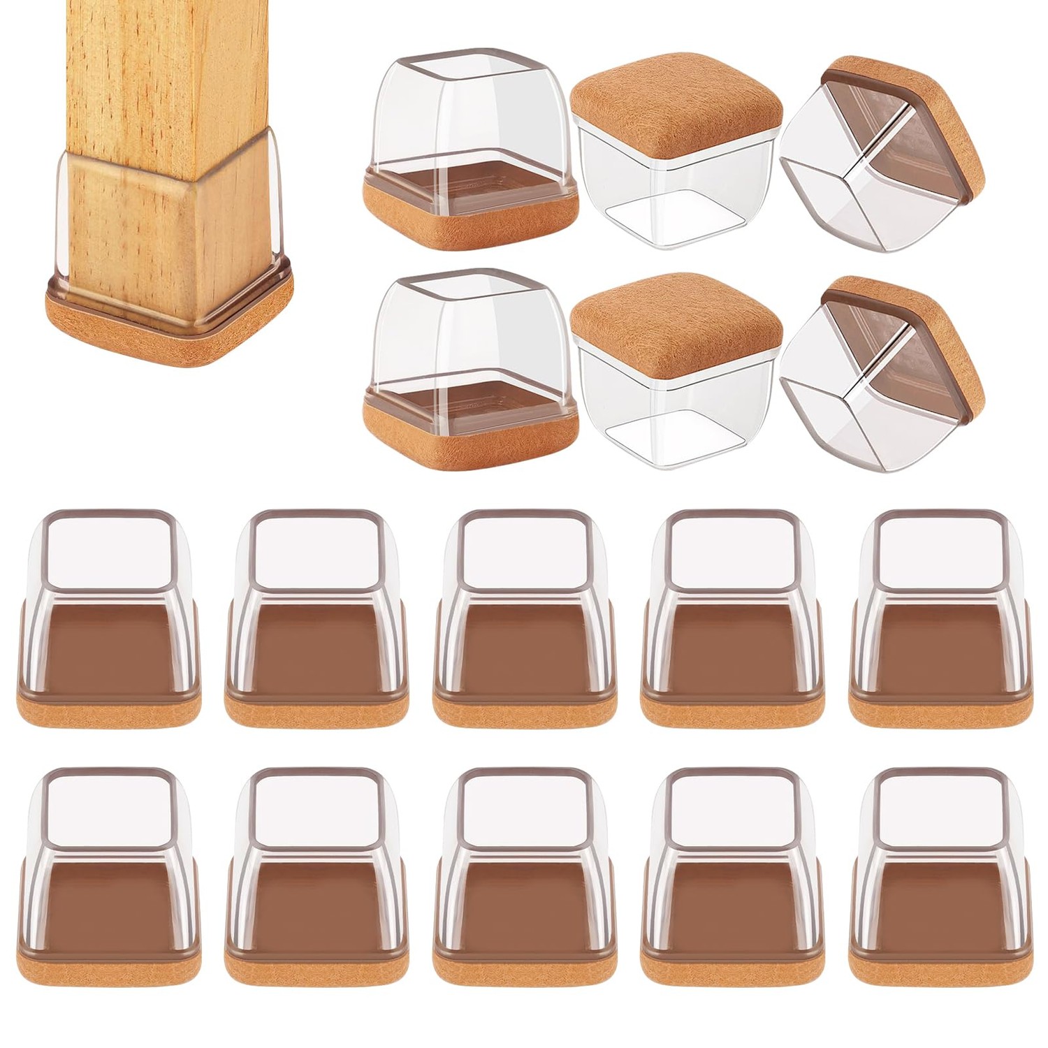 Giznzg Square Chair Leg Caps, 16 Pieces, Square Protective Caps for ...