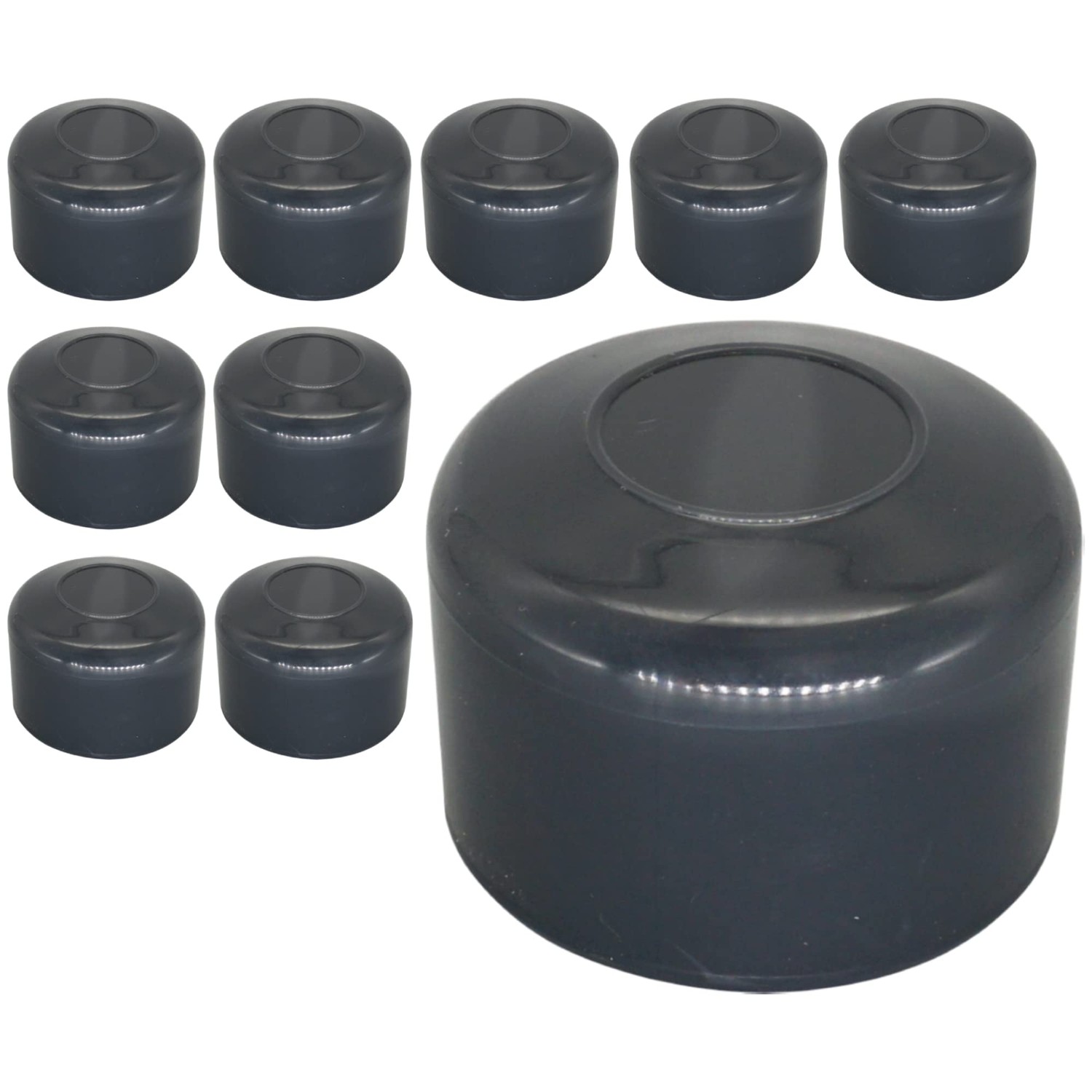 SKIR'CO Pack of 10 Fence Post Caps Round 38 mm Grey Plastic Caps for ...