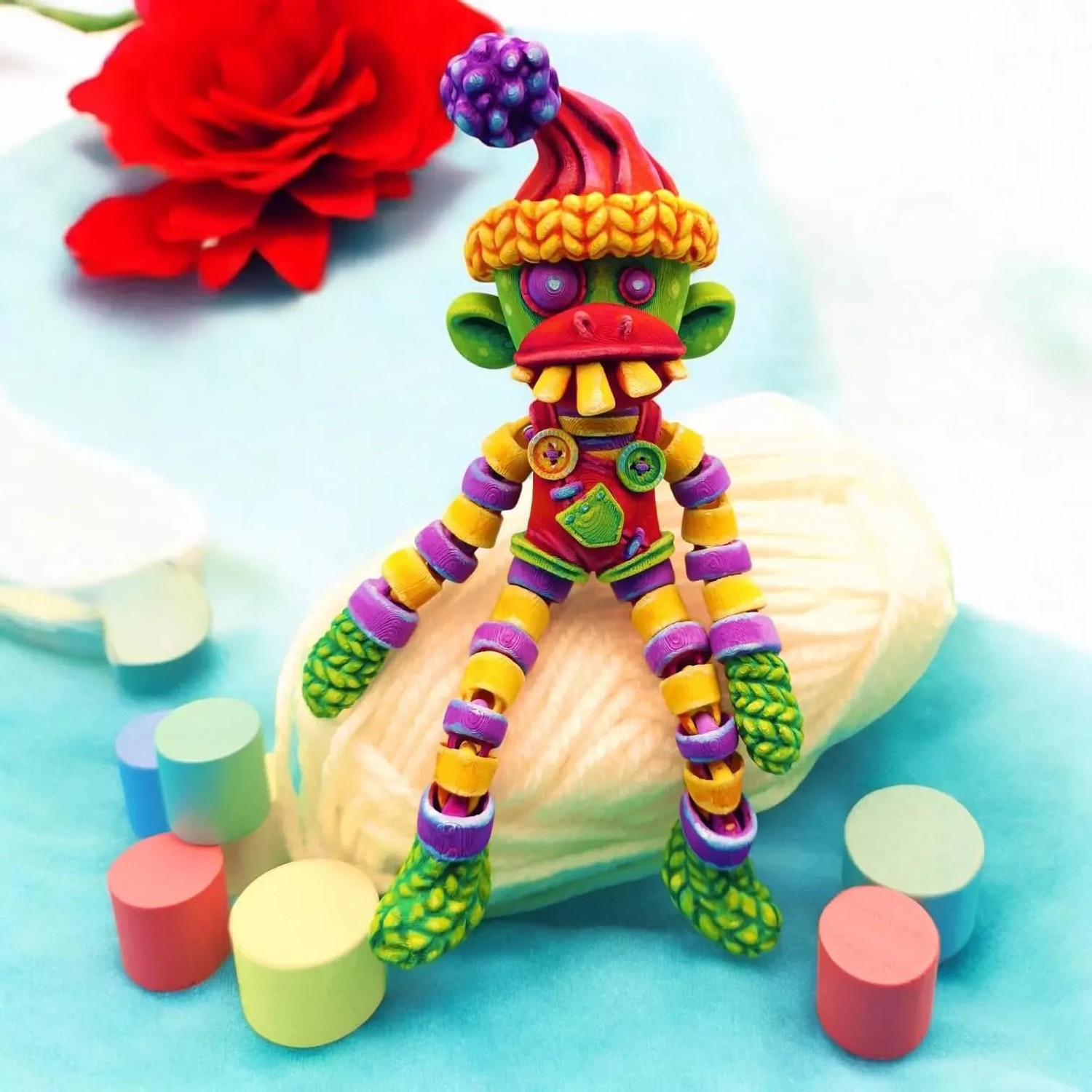 Articulated Creepy Sock Monkey Figurine – Gothic Horror Plush-Inspired ...